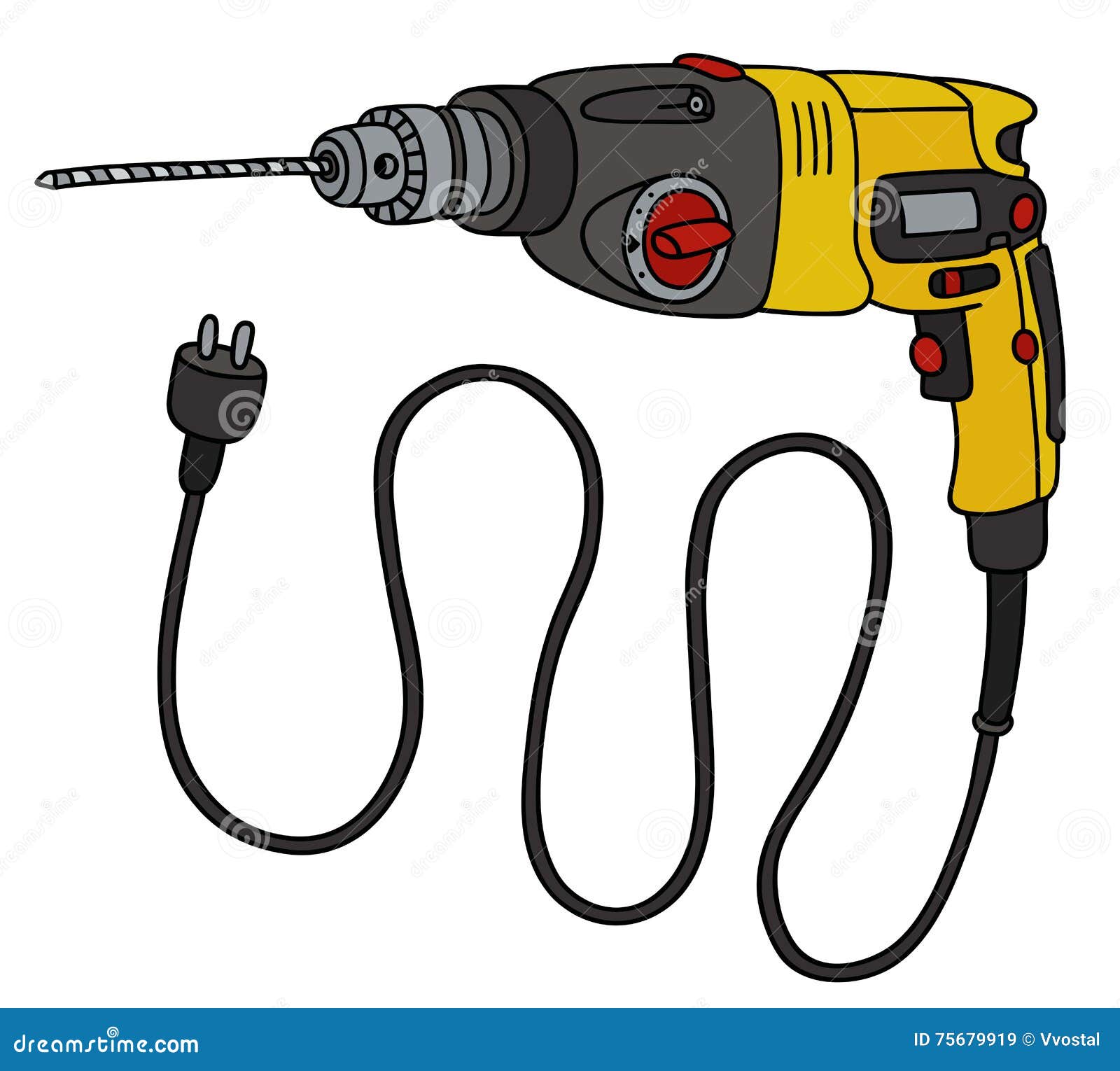 Yellow Electric Impact Drill Stock Vector - Illustration of black ...