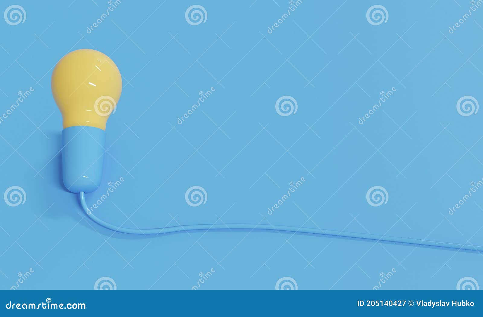 Yellow Electric Lamp on a Blue Surface. Template, Blank Space. 3d ...