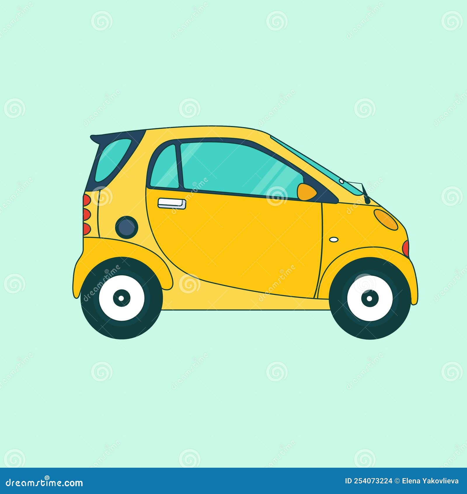 Yellow Electric Smart Car. Vector Illustration Stock Vector ...