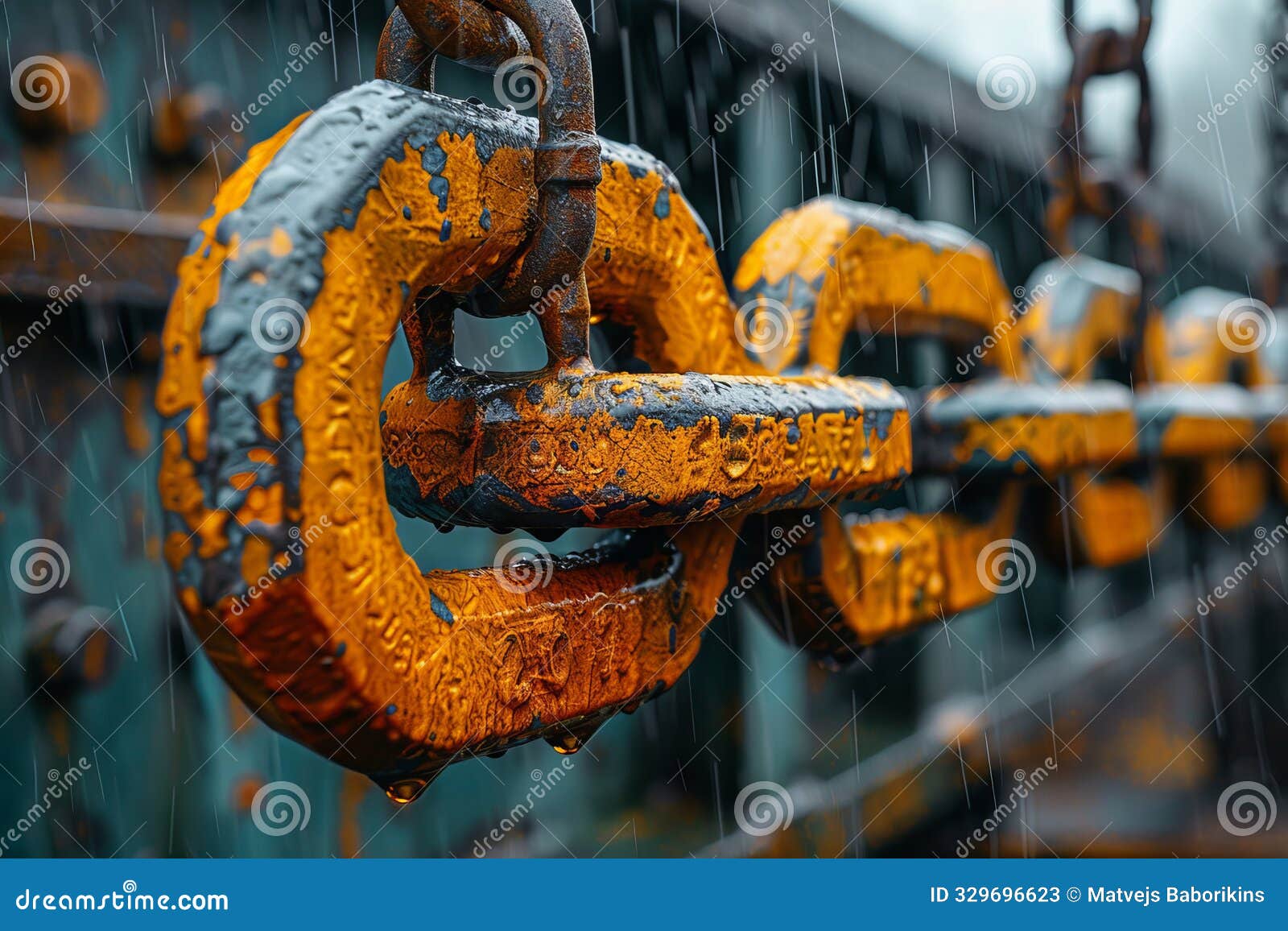 Yellow Electric Winch with Metal Chains for Heavy Load Lifting in ...