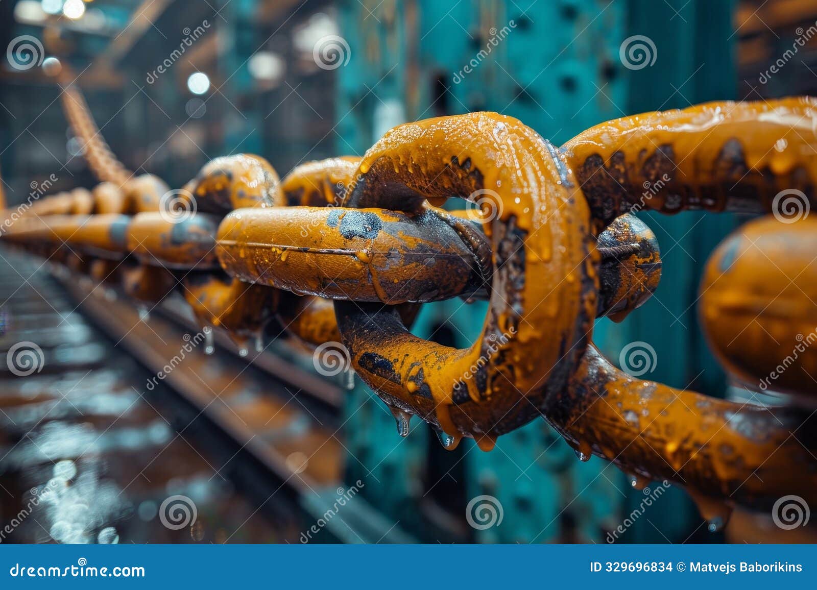 Yellow Electric Winch with Metal Chains for Heavy Load Lifting in ...