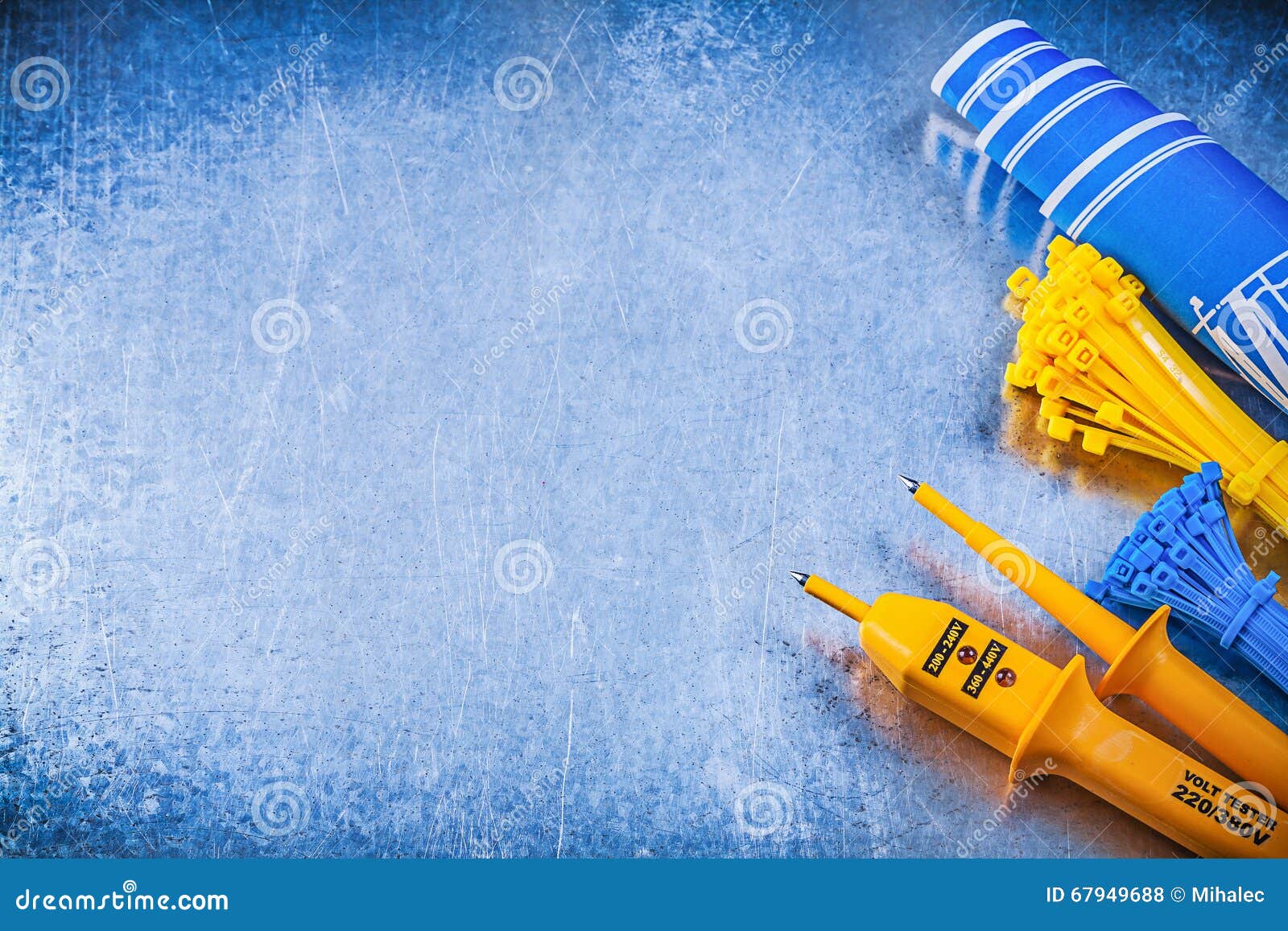 Yellow Electrical Tester Cable Ties Blue Construction Plans on M Stock ...