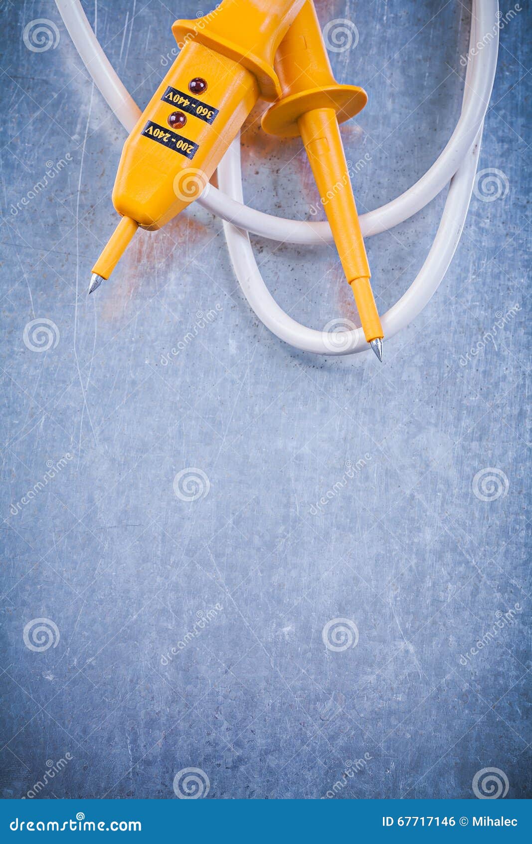 Yellow Electrical Tester on Metallic Background Electricity Conc Stock ...