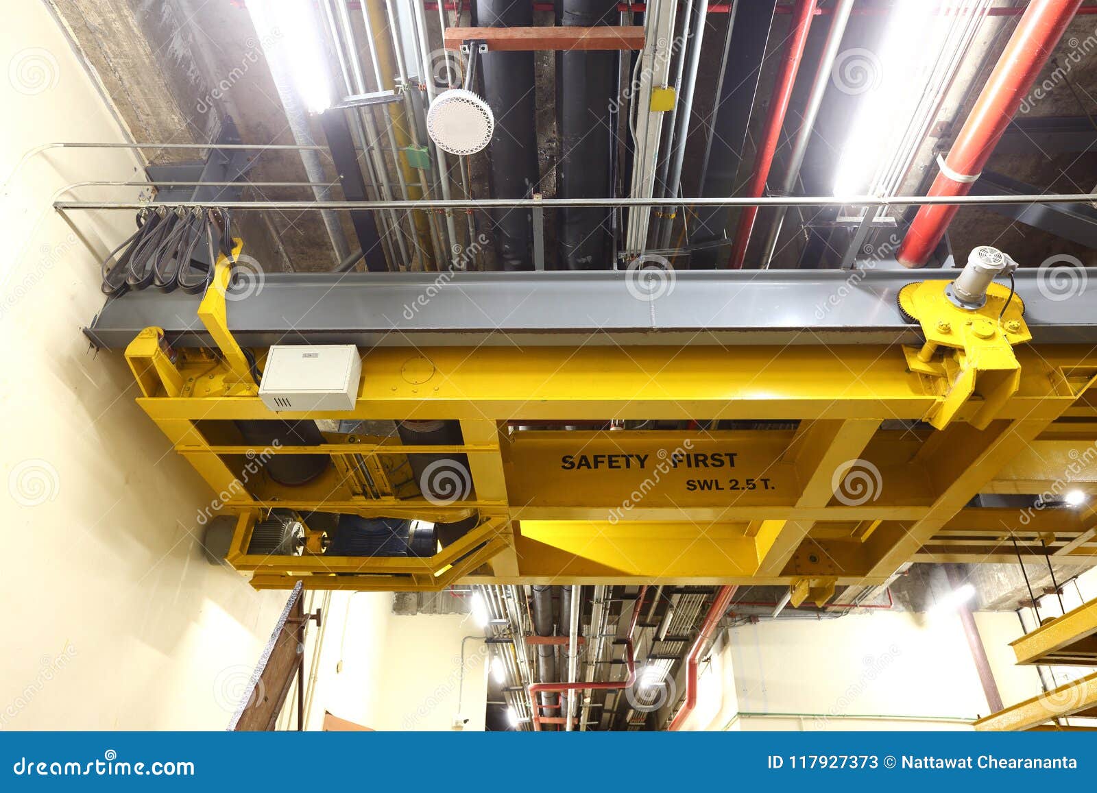 Yellow Elevator in Loading Bay To Load Heavy Machine Inside Building ...