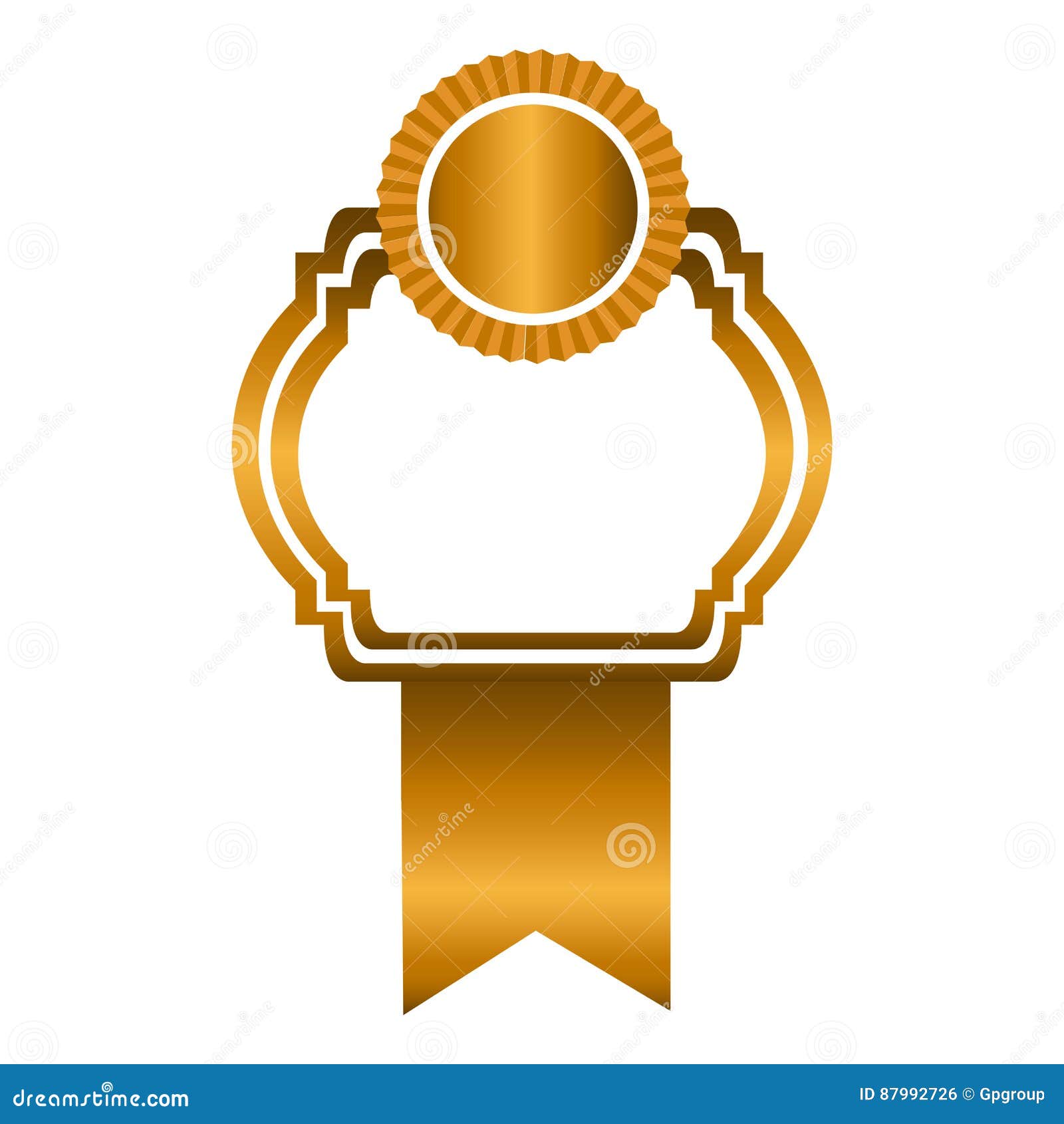Yellow Emblem with Ribbon Decoration Icon Stock Illustration ...