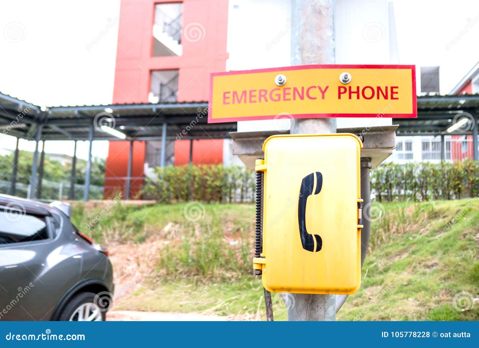 A Yellow Emergency Phone Box Outdoor in the Park Stock Photo - Image of ...
