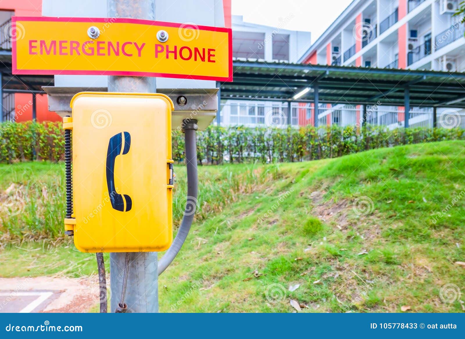 A Yellow Emergency Phone Box Outdoor in the Park Stock Image - Image of ...