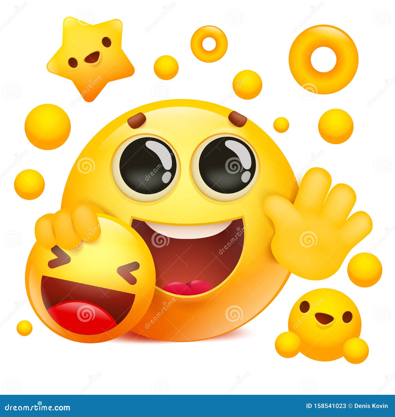 Yellow Emoji 3d Smile Face Cartoon Character Holding Yellow Emoticon