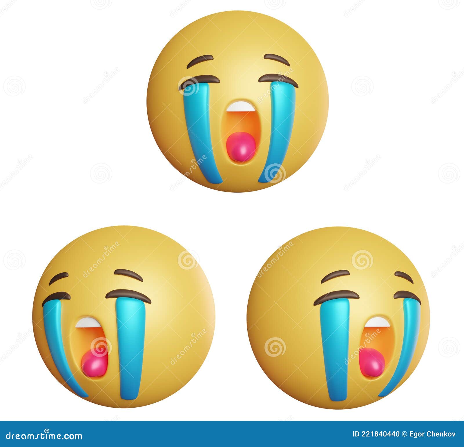 Icon Yellow Emoticon 3D Cry Stock Photo - Illustration of emoji, design ...