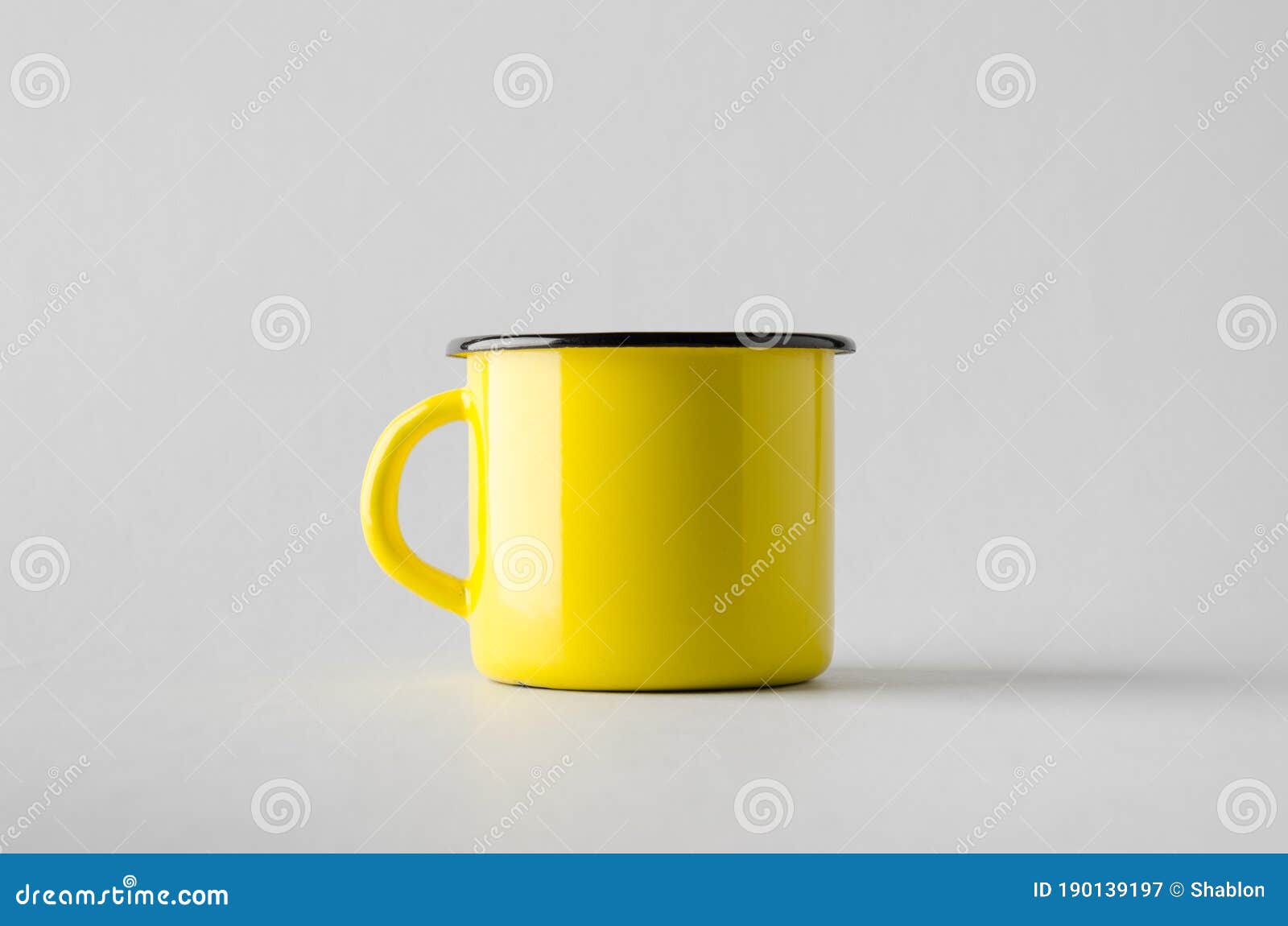 Yellow Enamel Mug Mock-Up stock image. Image of yellow - 190139197