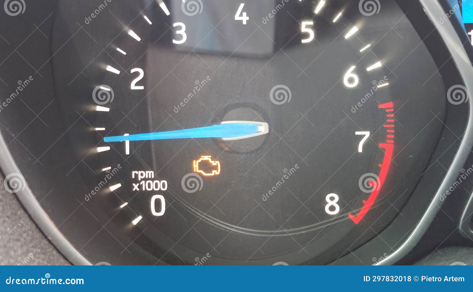 Yellow Engine Icon on Car Instruments Stock Photo - Image of fuel ...