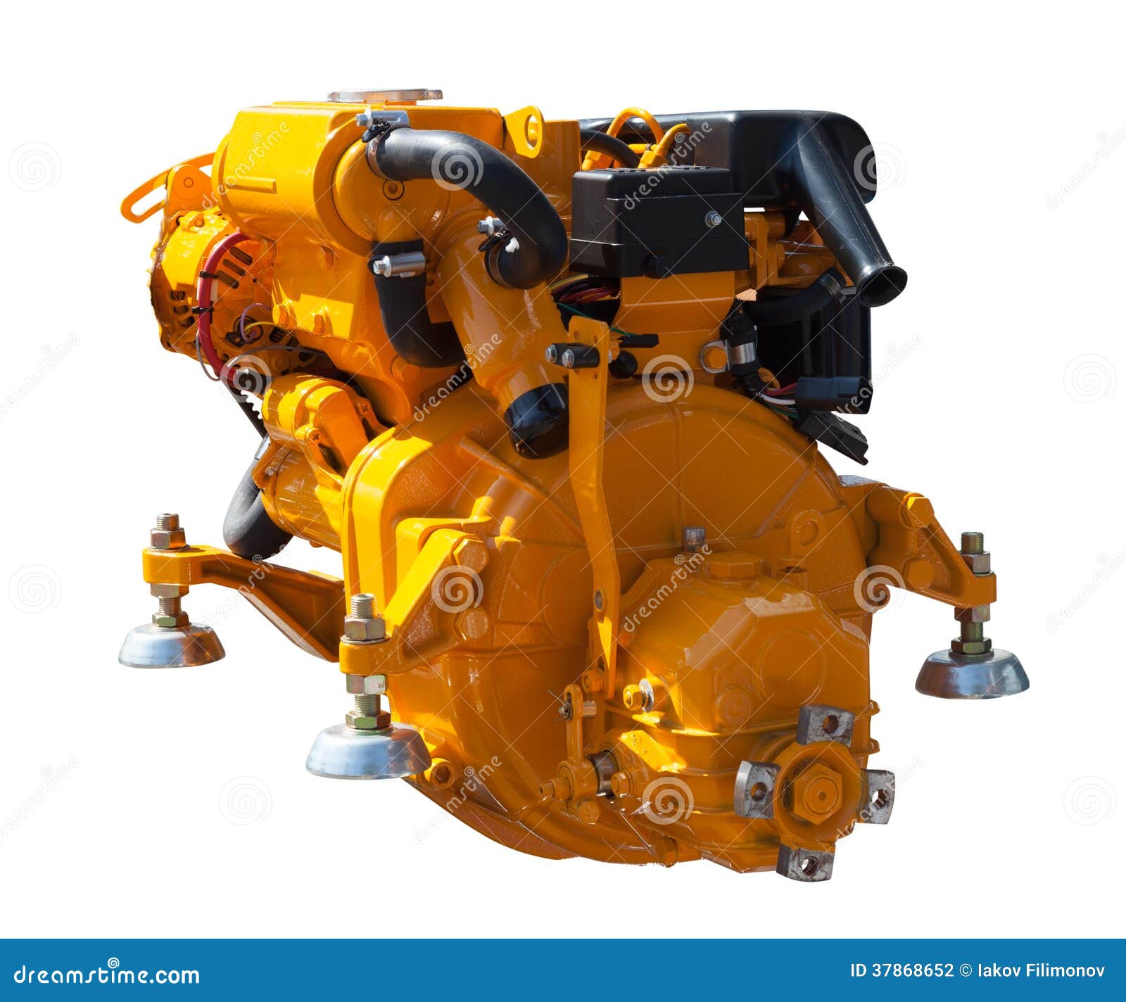 Yellow Engine. Isolated Over White Stock Photo - Image of white ...
