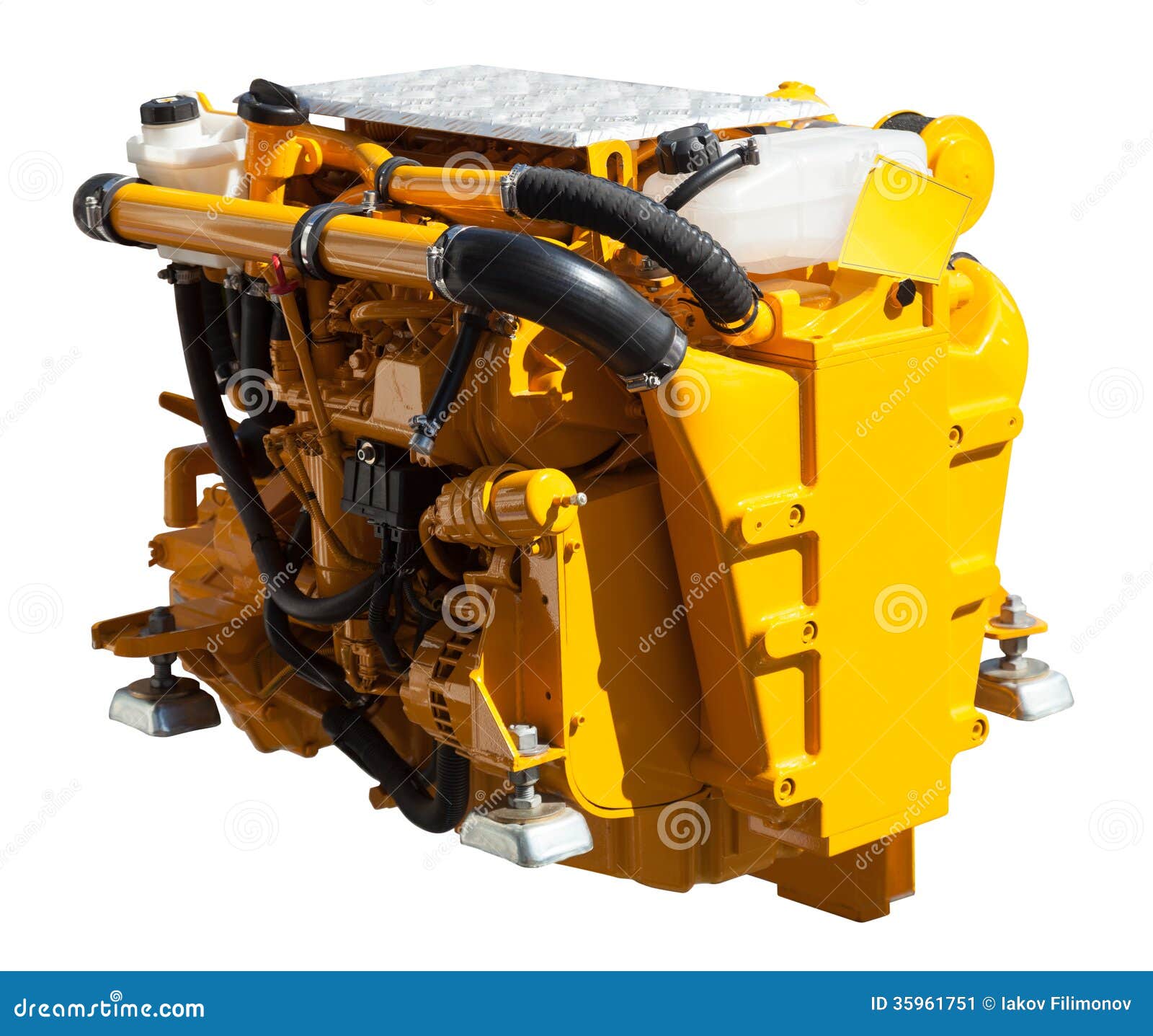 Yellow Engine of Motor Boat Stock Image - Image of nautical, mechanism ...