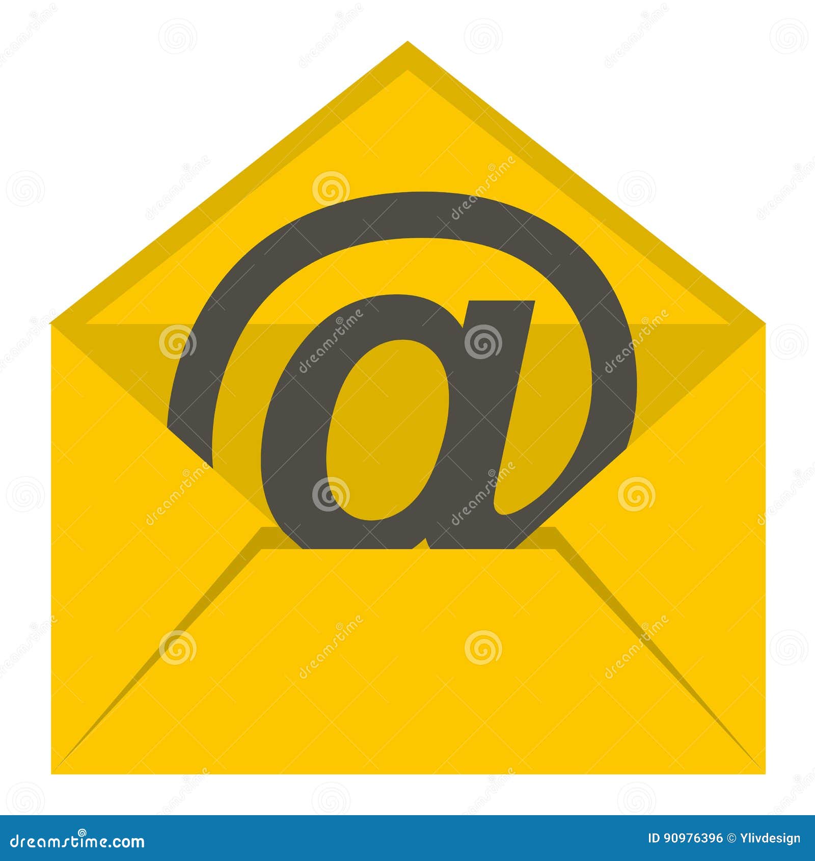 Yellow Envelope with Email Sign Icon Stock Vector - Illustration of ...
