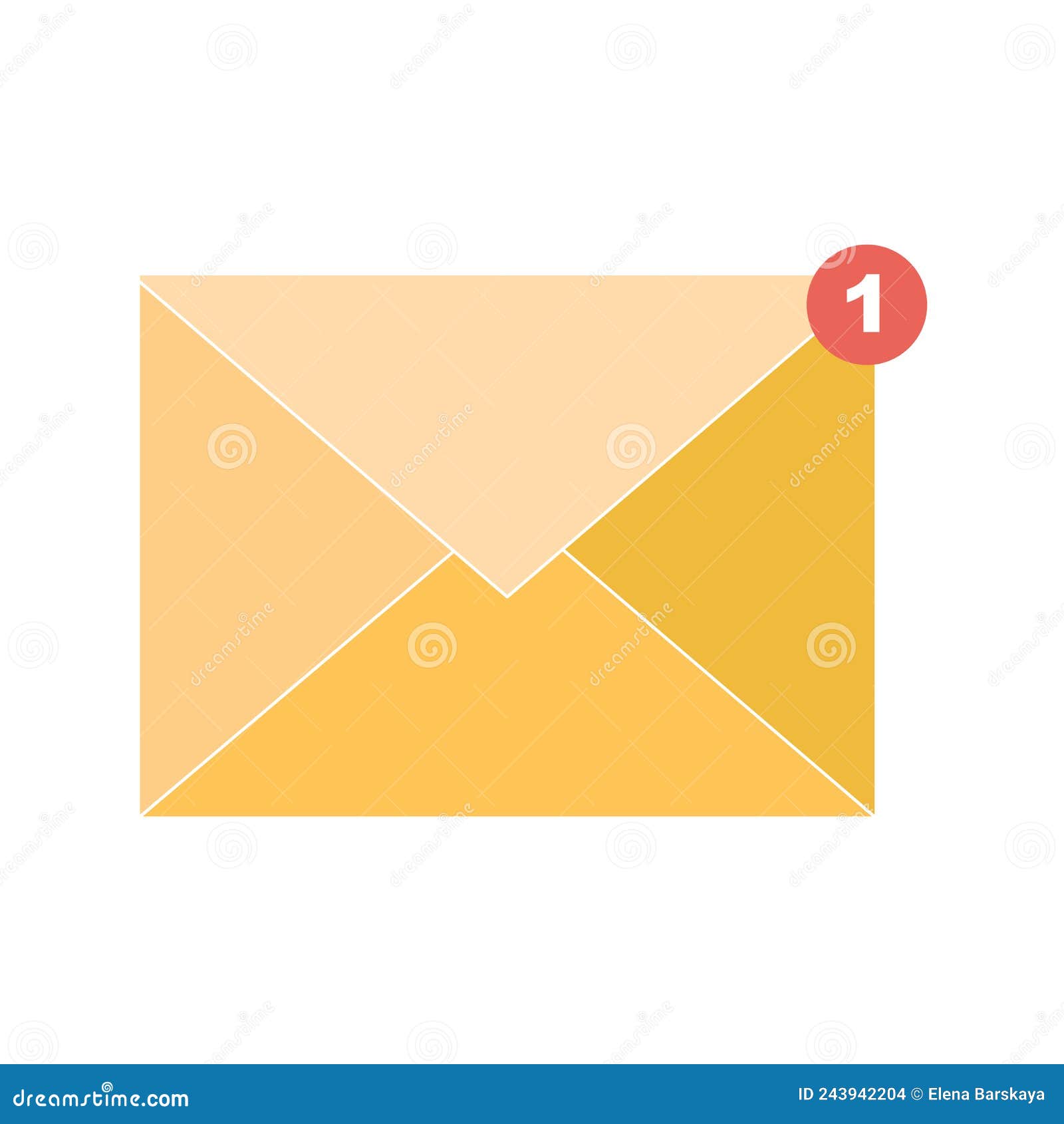 Yellow Envelope in the Form of an Icon with a Red Circle and a Number ...