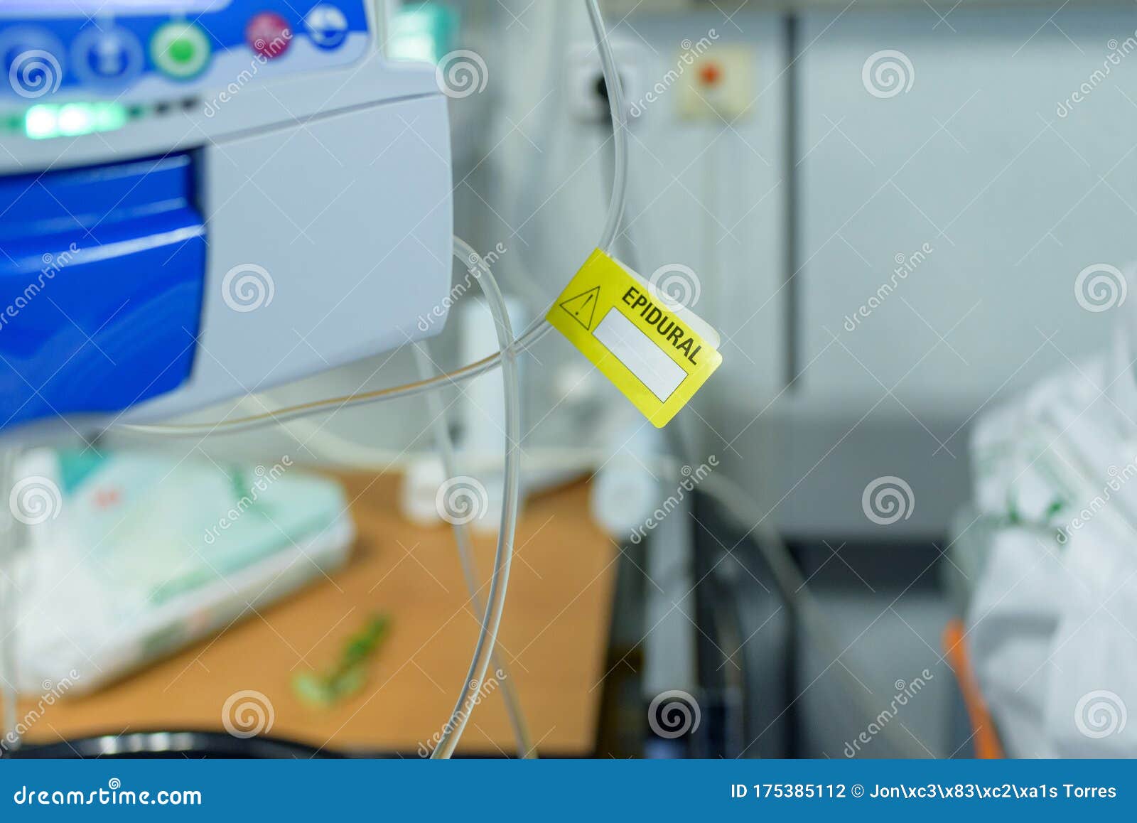 Yellow Epidural Label with Danger Symbol Stock Photo - Image of ...