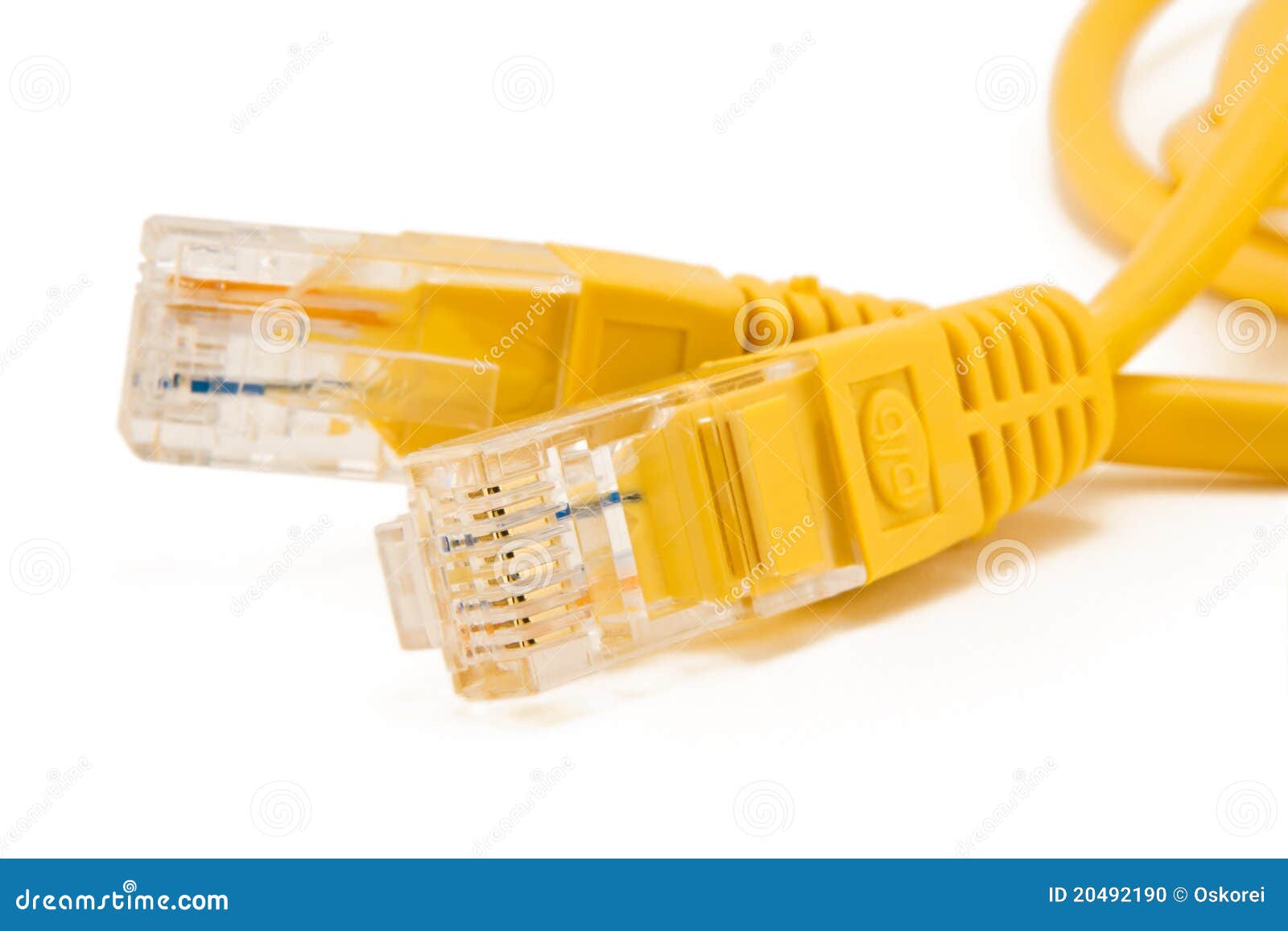 Yellow ethernet cable. stock photo. Image of computer - 20492190