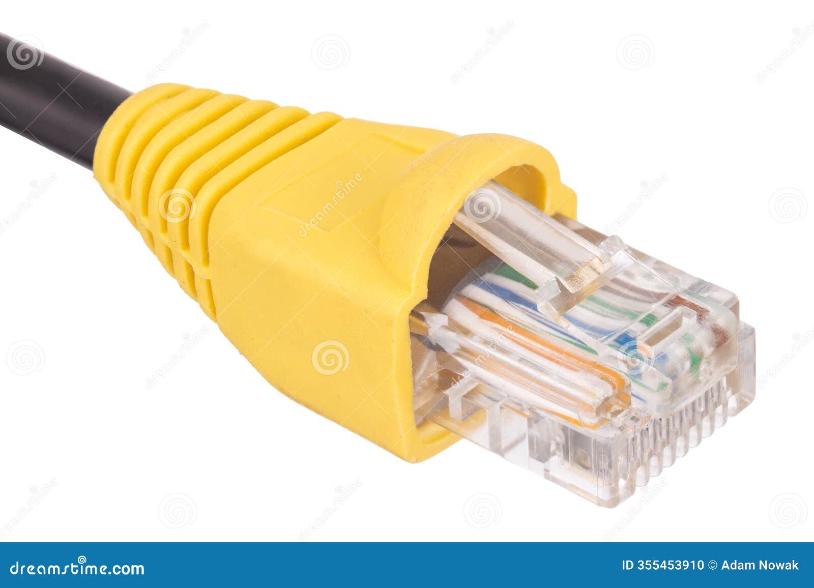 Yellow Ethernet Cable with RJ45 Connector Stock Illustration ...