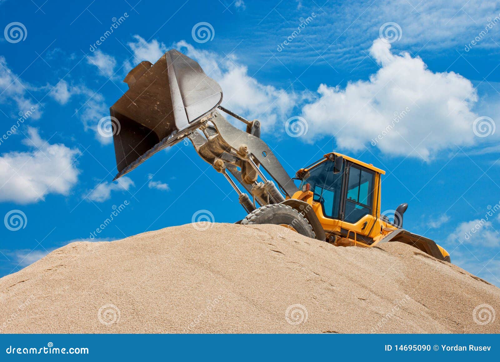 Yellow Excavator At Landfill For Disposal Of Construction Waste ...