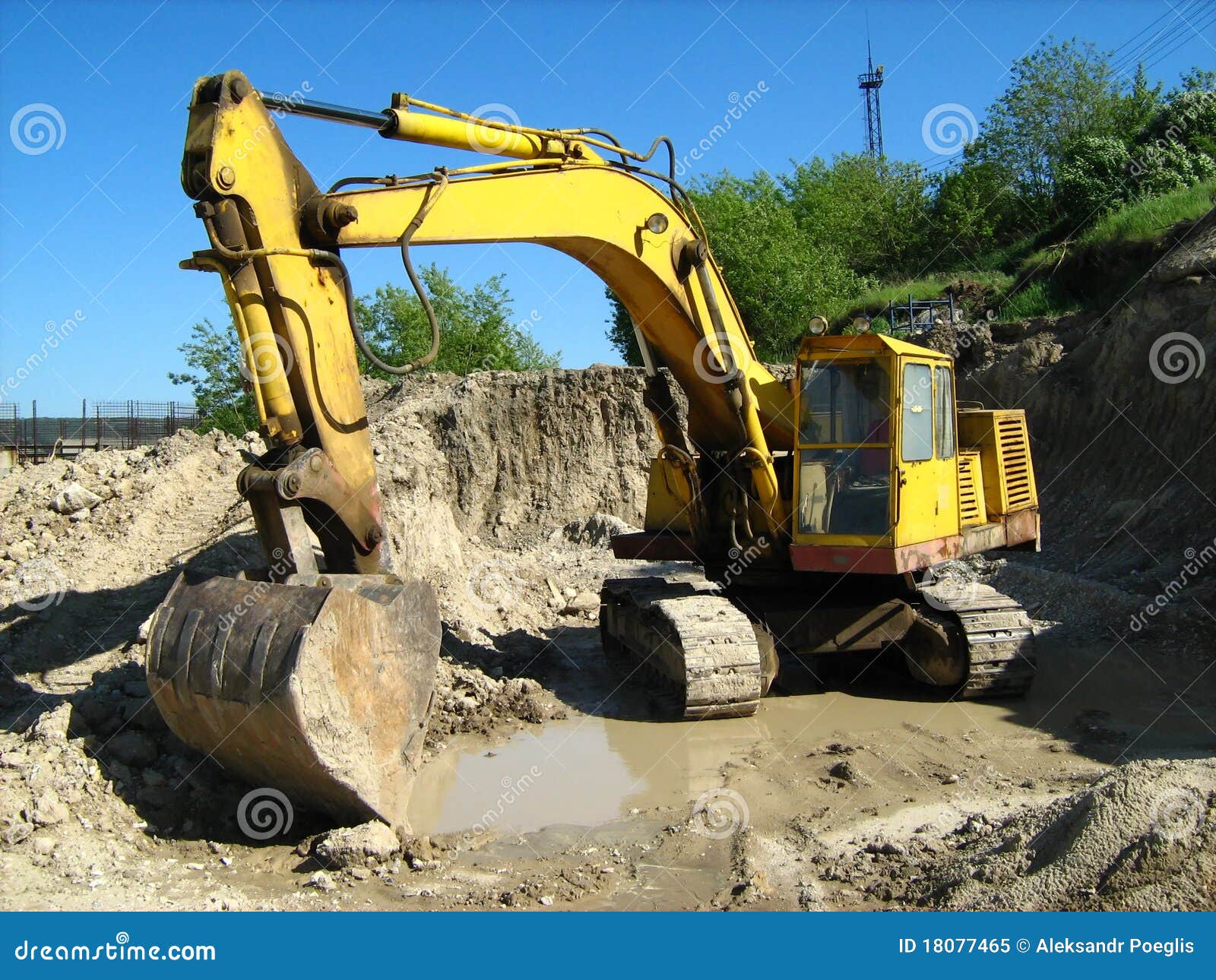 Yellow excavator stock image. Image of yellow, construction - 18077465