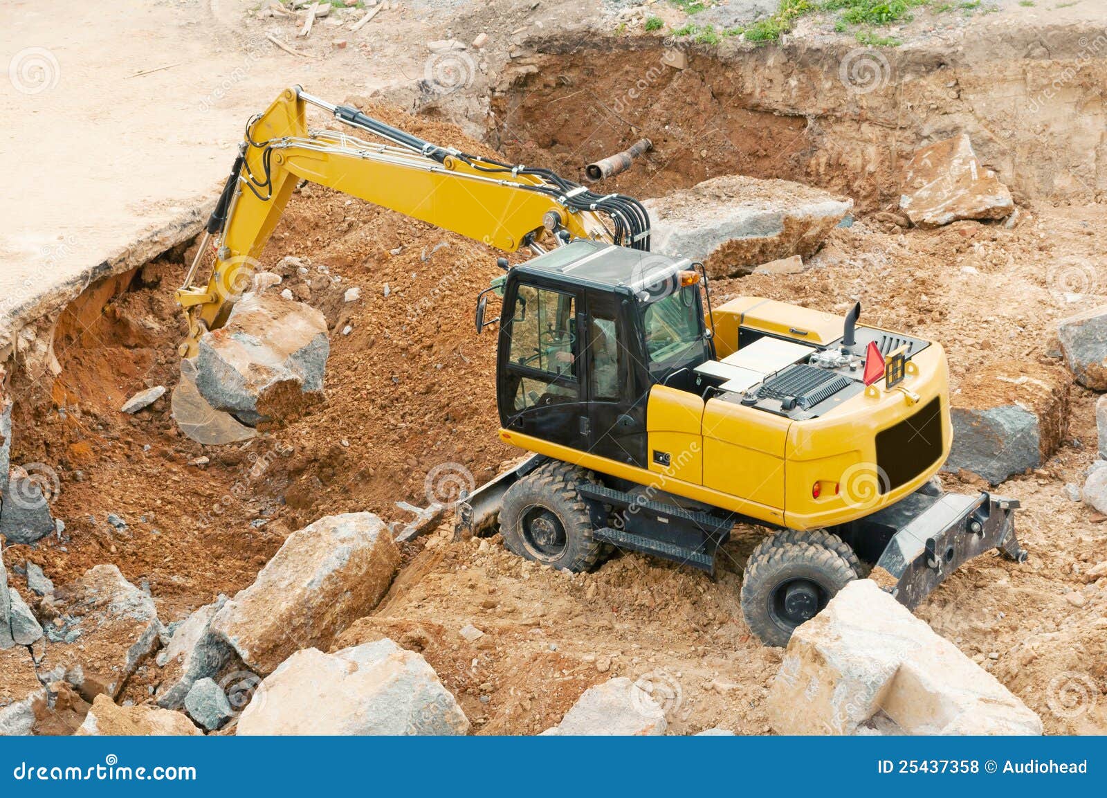 Yellow Excavator stock photo. Image of heavy, scoop, construction ...