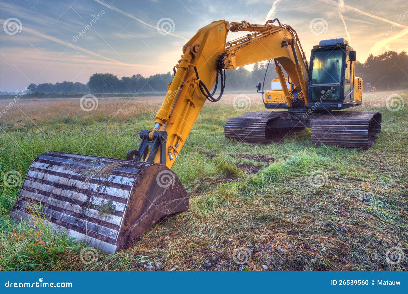 Yellow excavator stock photo. Image of heavy, large, trails - 26539560