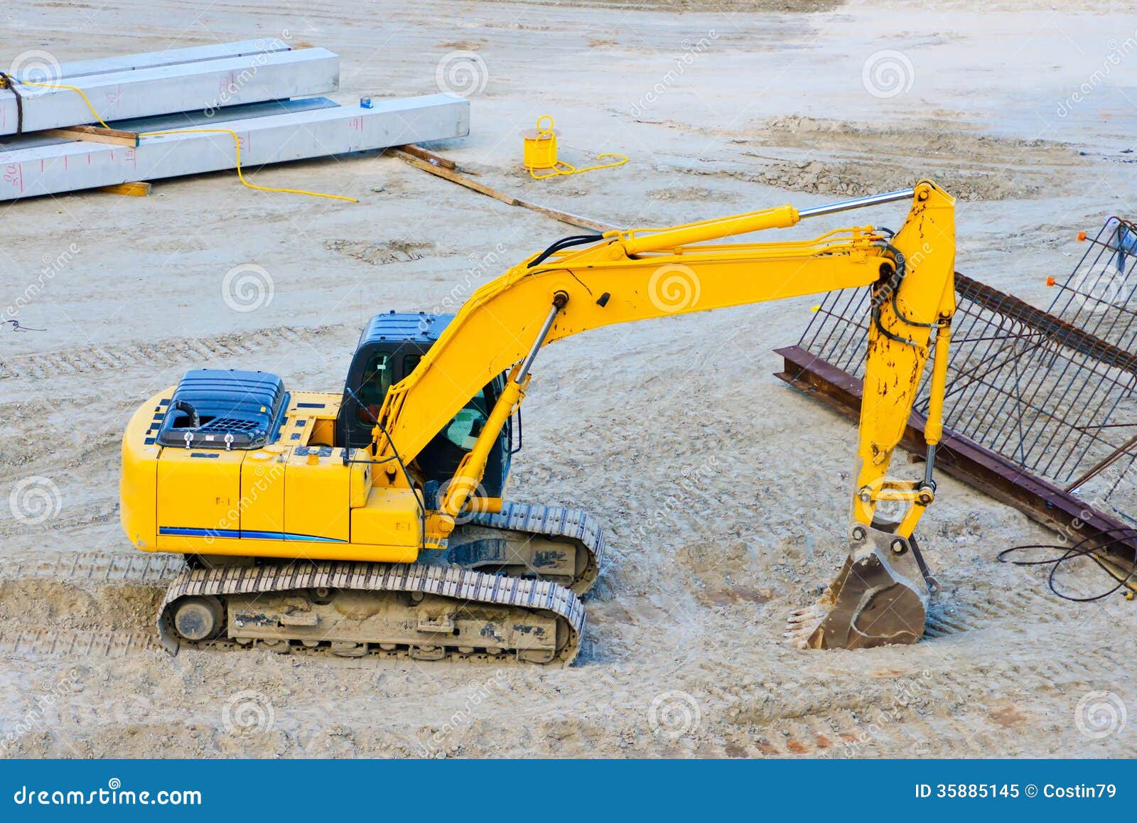 Yellow Excavator stock image. Image of machine, working - 35885145