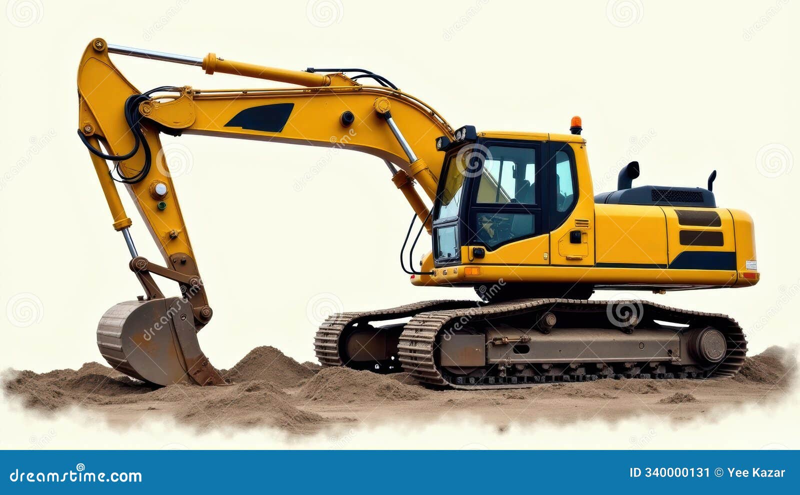 Yellow Excavator Digging in Dirt. Stock Illustration - Illustration of ...