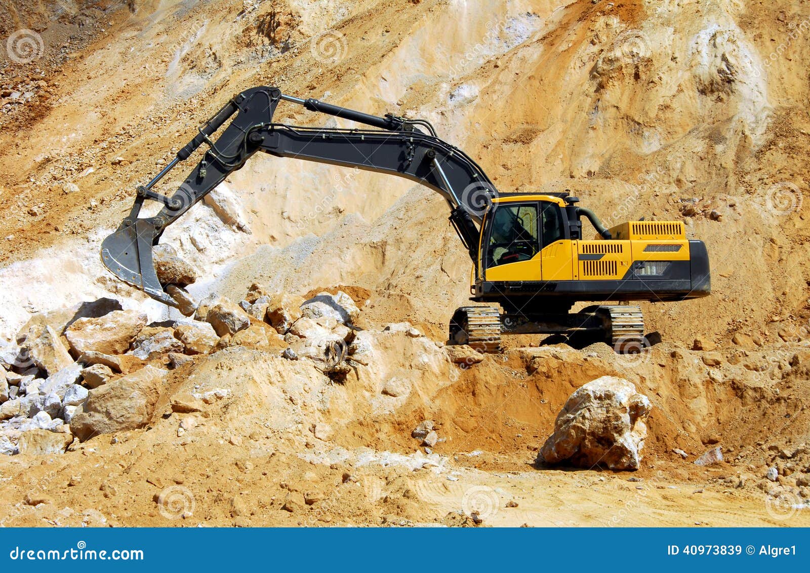 Yellow excavator, dredge stock image. Image of earth - 40973839