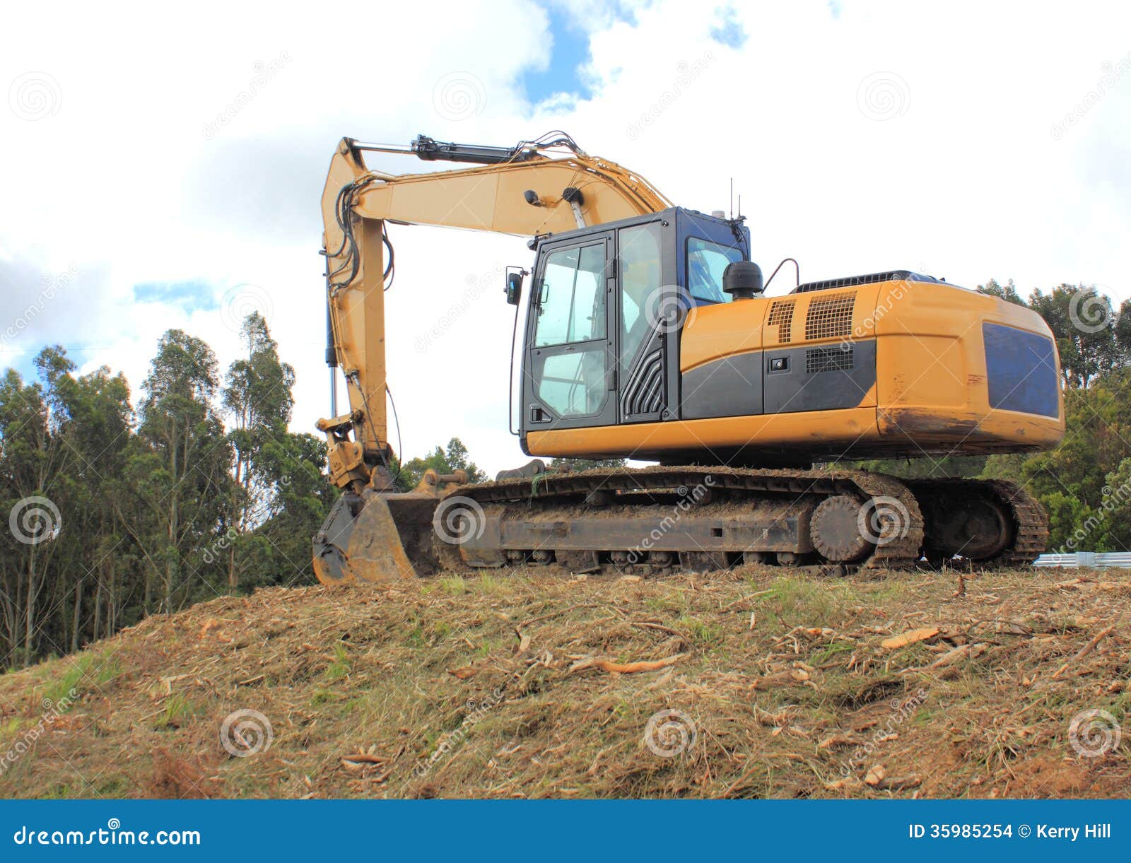 Yellow excavator stock photo. Image of machine, moving - 35985254