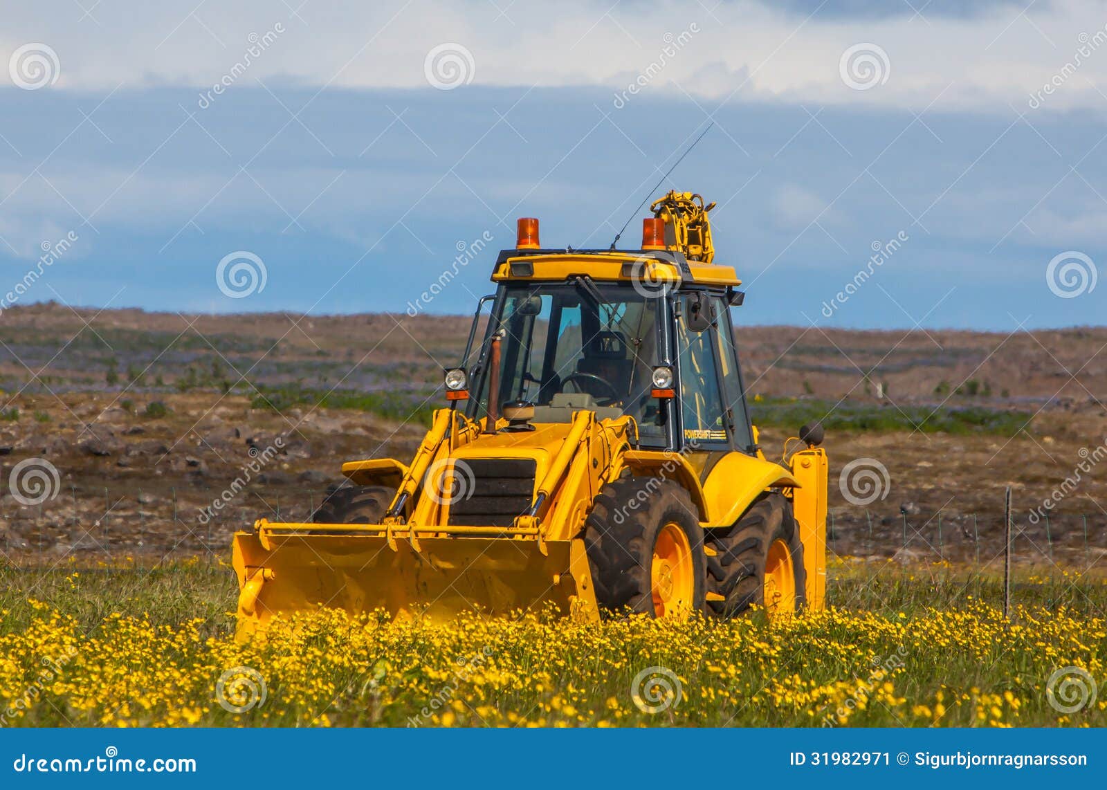 Yellow Excavator At Landfill For Disposal Of Construction Waste ...
