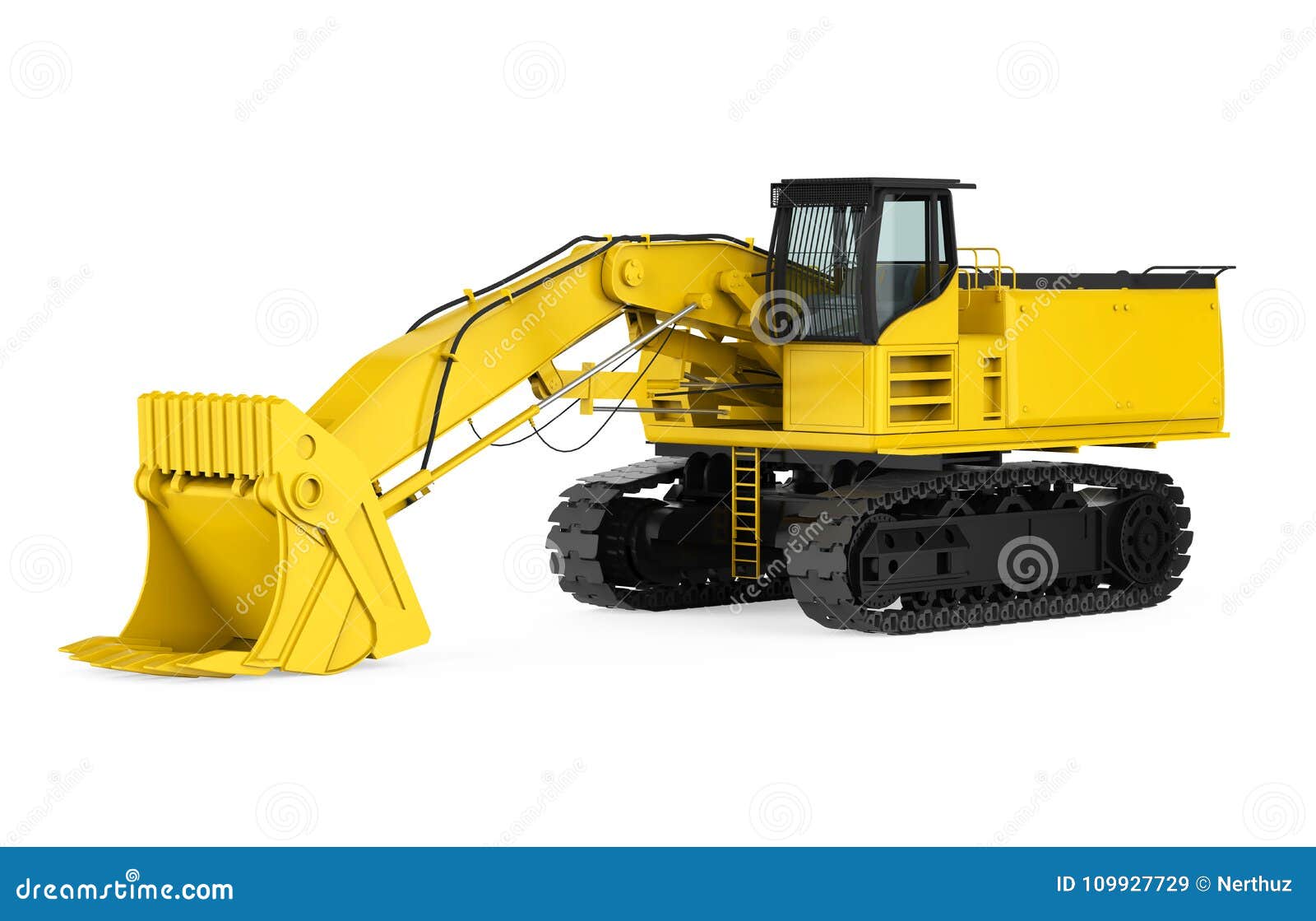 Yellow Excavator Isolated stock illustration. Illustration of render ...