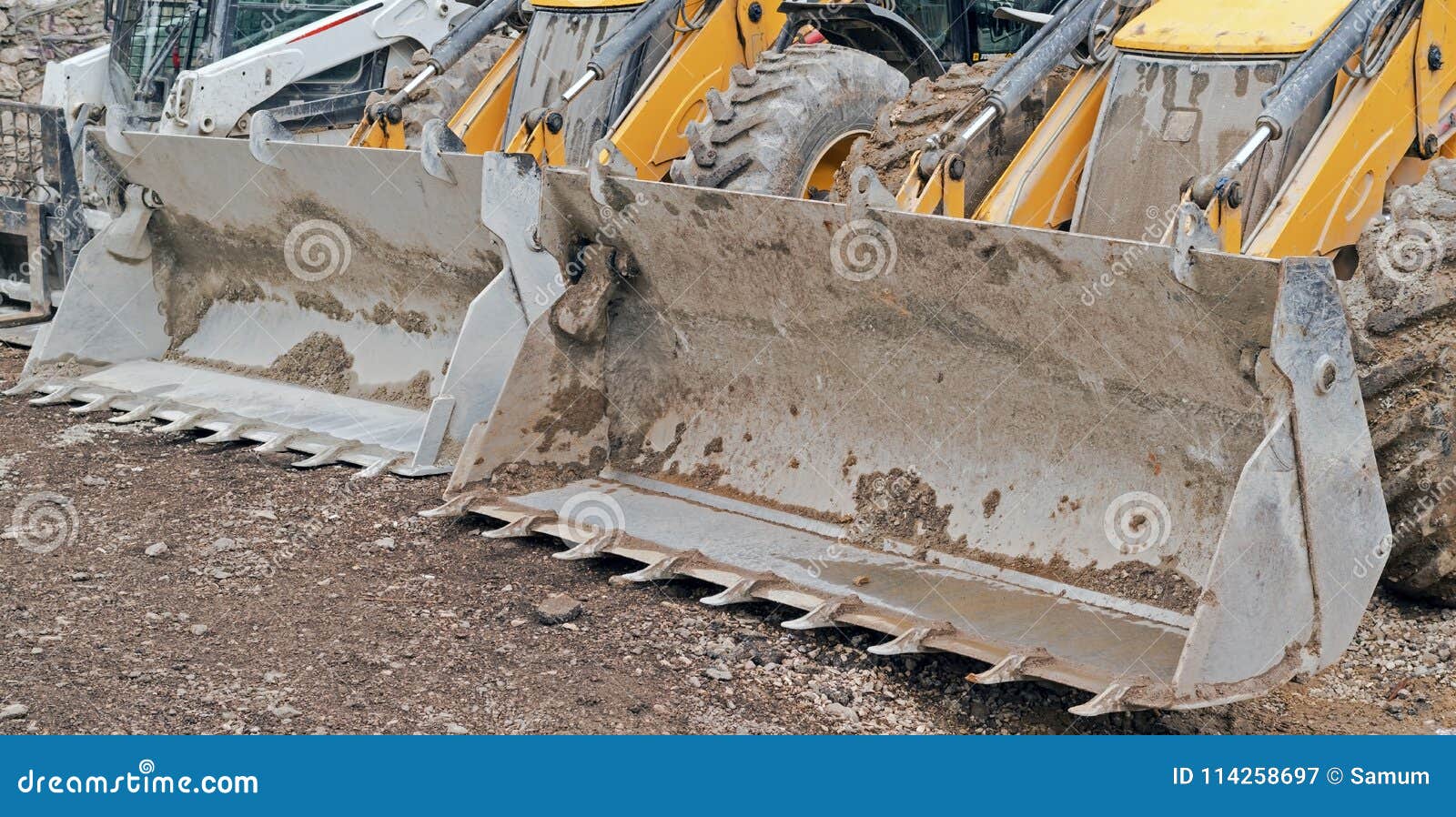 Yellow excavator machines stock image. Image of loader - 114258697
