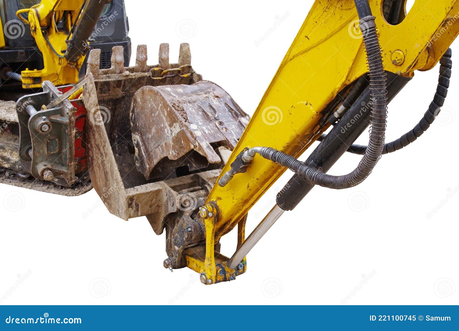 Yellow excavator machines stock image. Image of excavate - 221100745