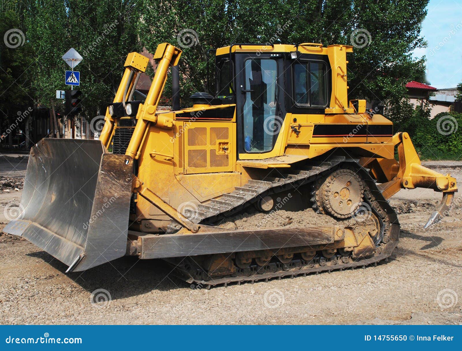 Yellow Excavator on Road Construction Stock Photo - Image of earth ...