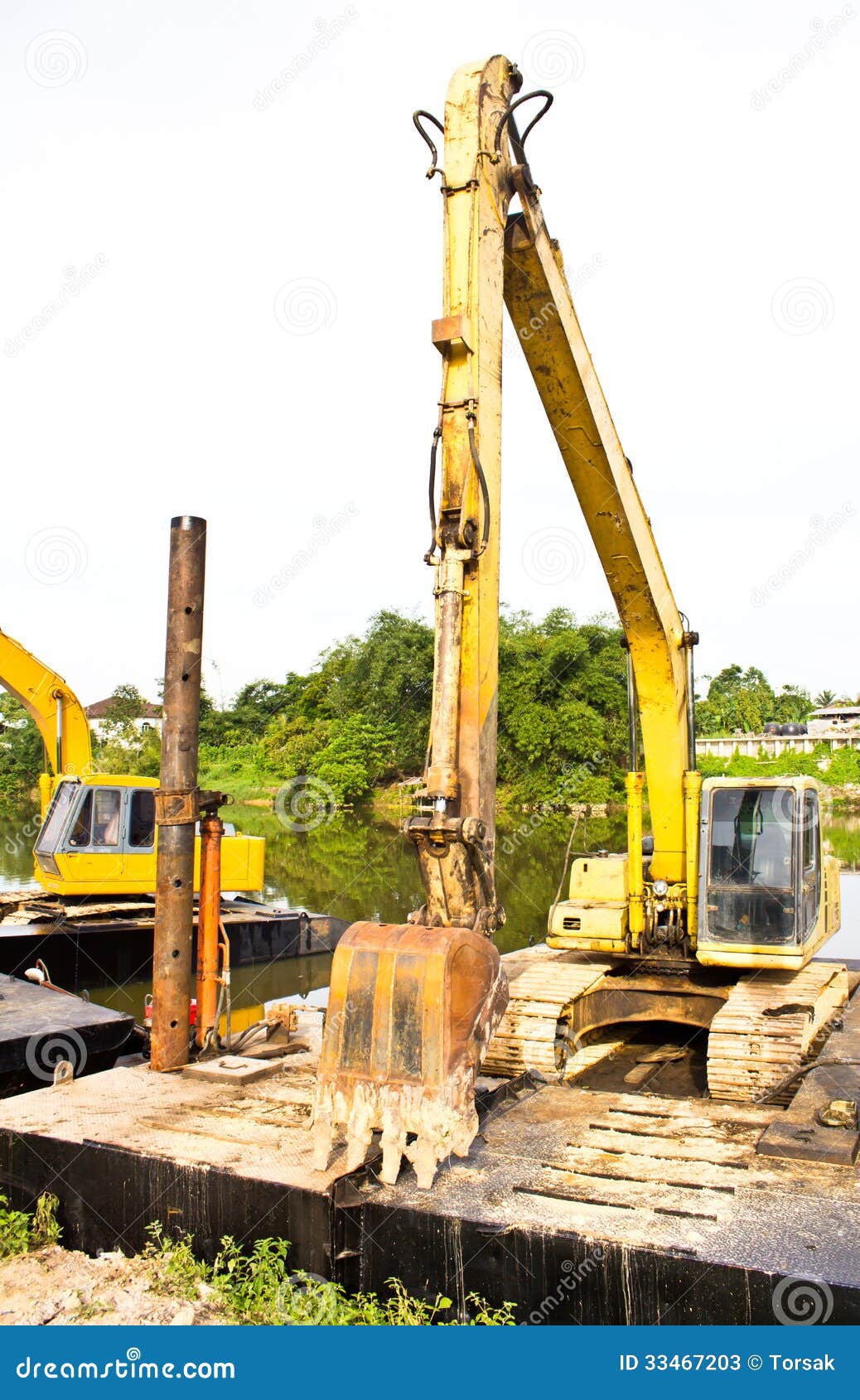 Yellow excavator stock image. Image of quarry, loader - 33467203