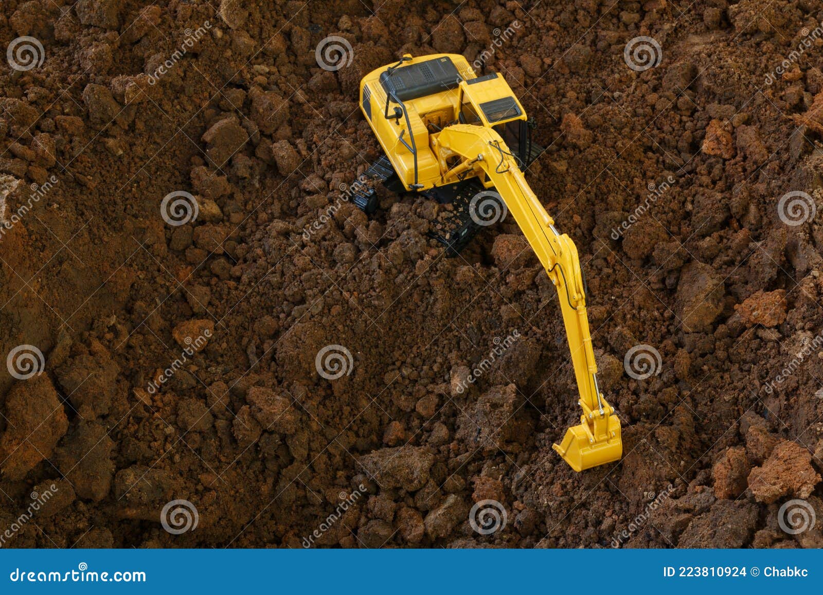 Yellow Excavators are Digging the Soil Stock Photo - Image of ...
