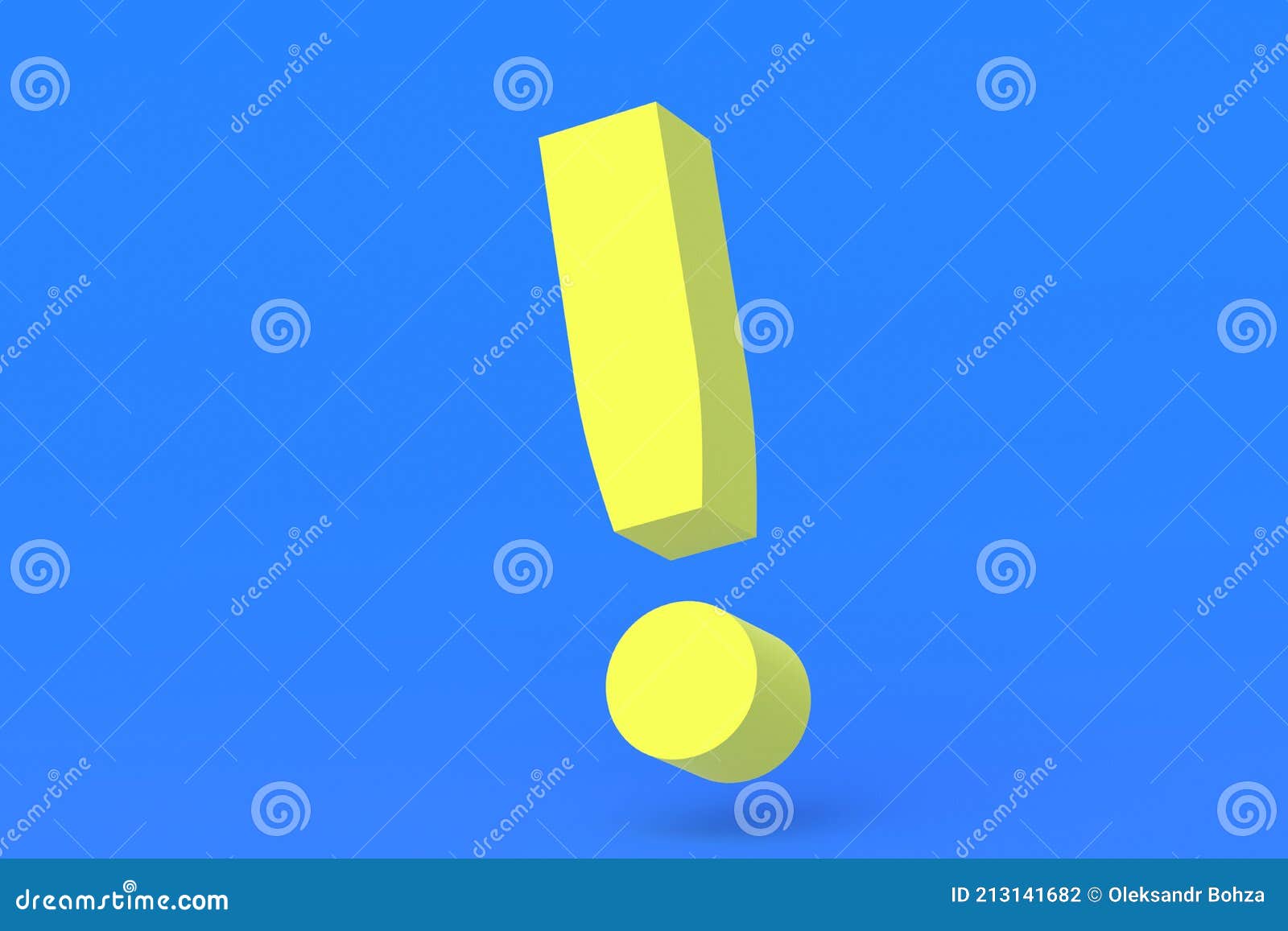 Yellow Exclamation Mark In Purple Background. Three-dimensional ...