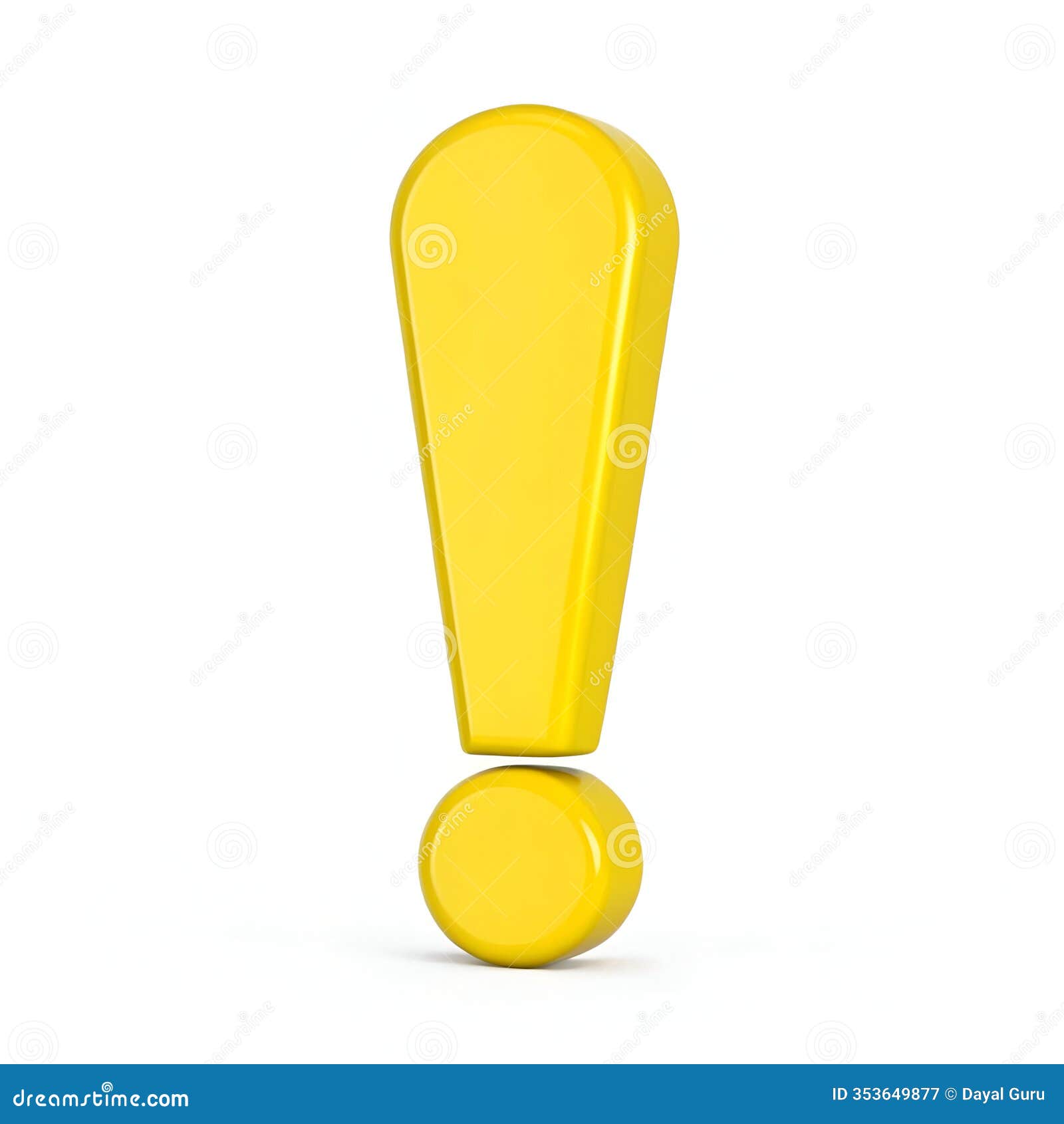 Yellow Exclamation Mark In Purple Background. Three-dimensional ...