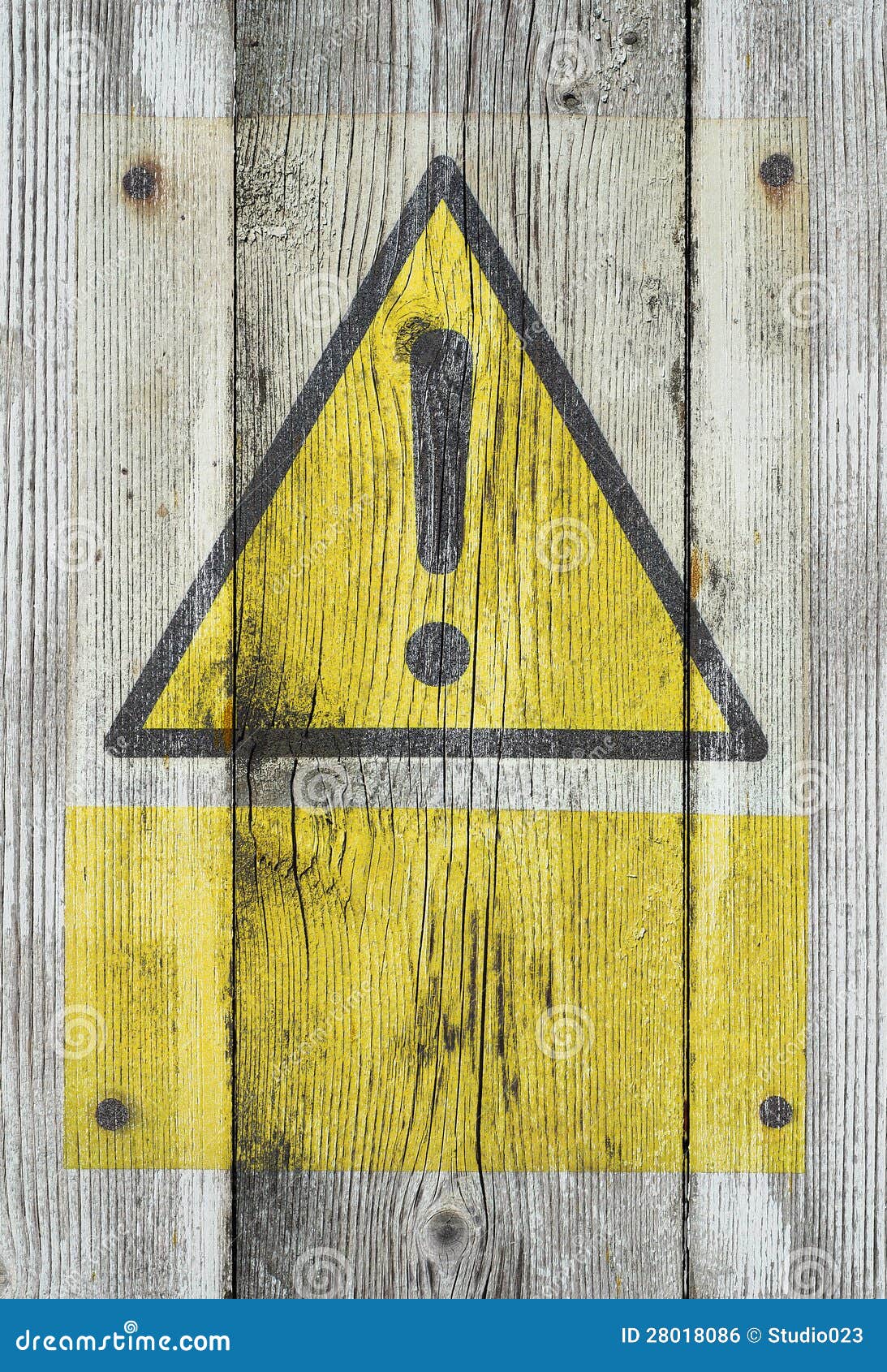 Yellow Exclamation Mark Sign Painted On A Asphalt Road Surface Royalty ...