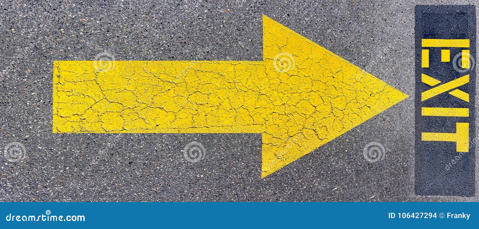 Exit and Arrow Painted on Asphalt Stock Photo - Image of exit, decision ...