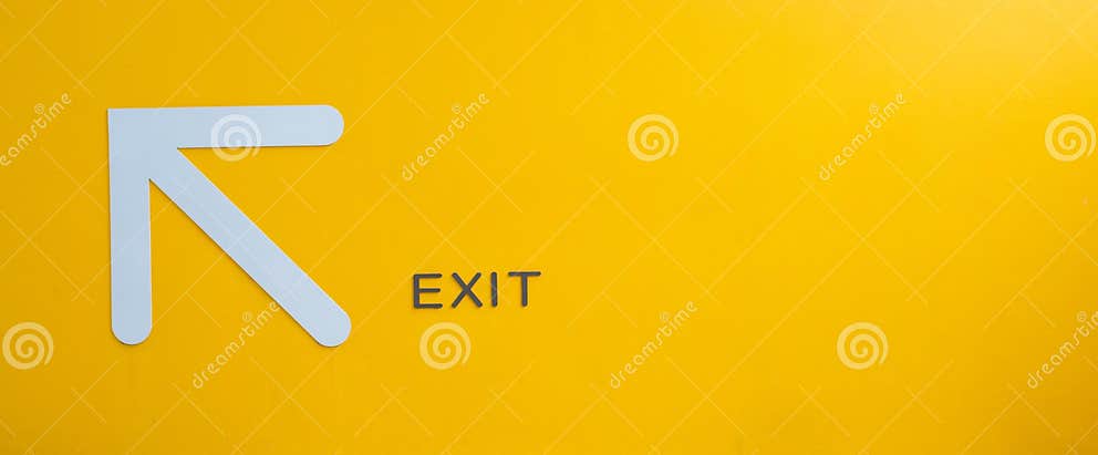 Yellow Exit Sign, Empty Space. Stock Photo - Image of silhouette ...