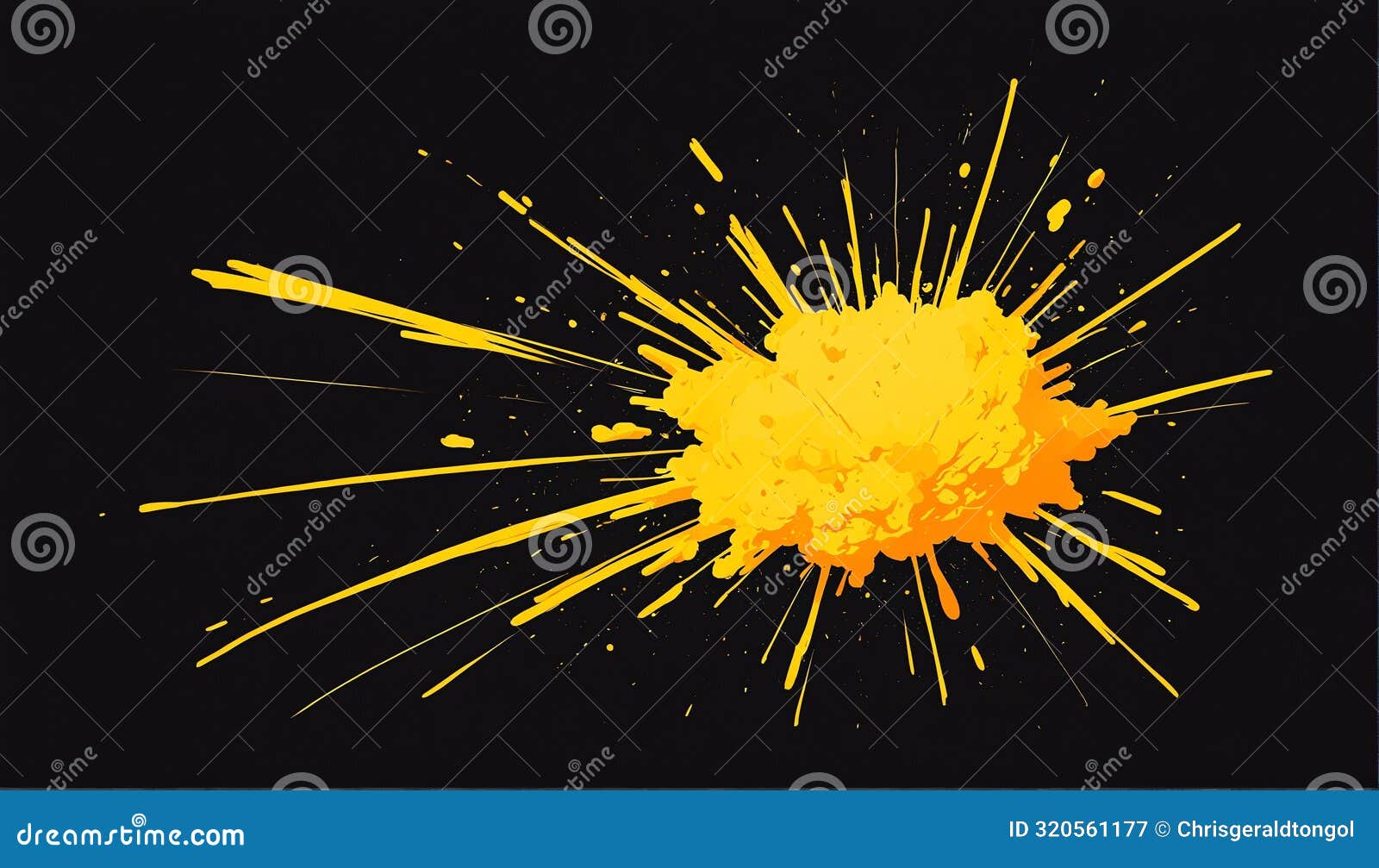 Yellow Explosion Impact Effect on Plain Black Ai Generated Stock ...