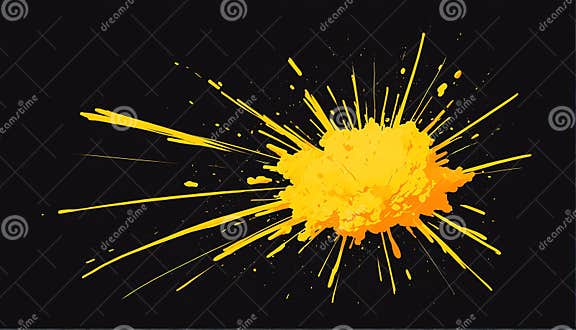 Yellow Explosion Impact Effect on Plain Black Ai Generated Stock ...