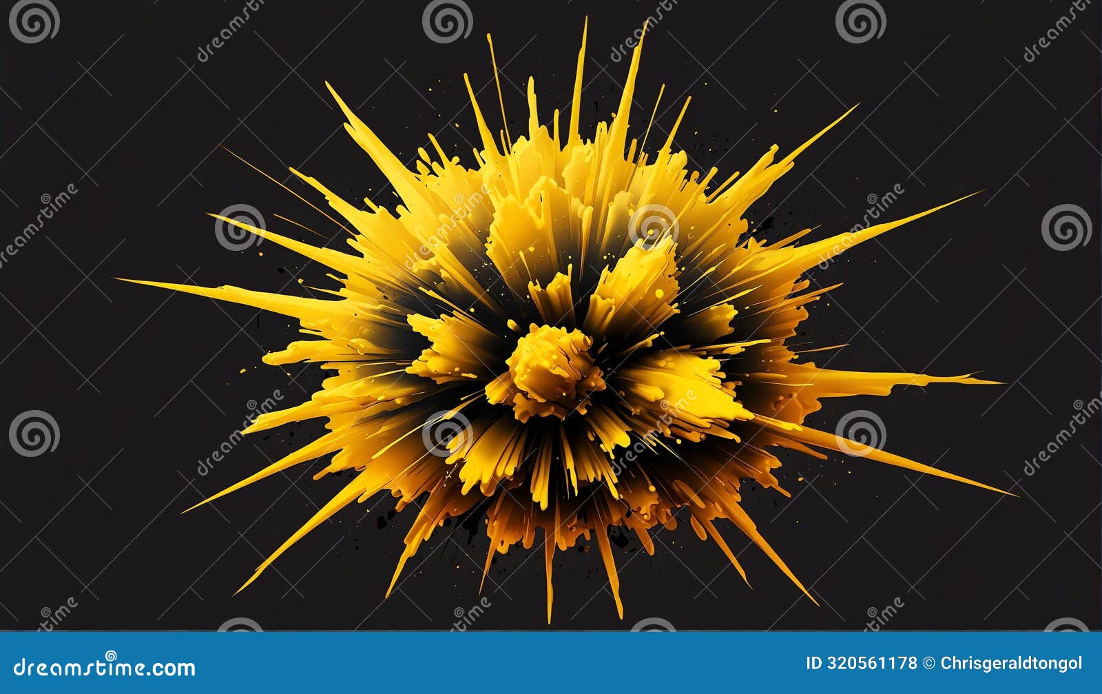 Yellow Explosion Impact Effect on Plain Black Ai Generated Stock ...