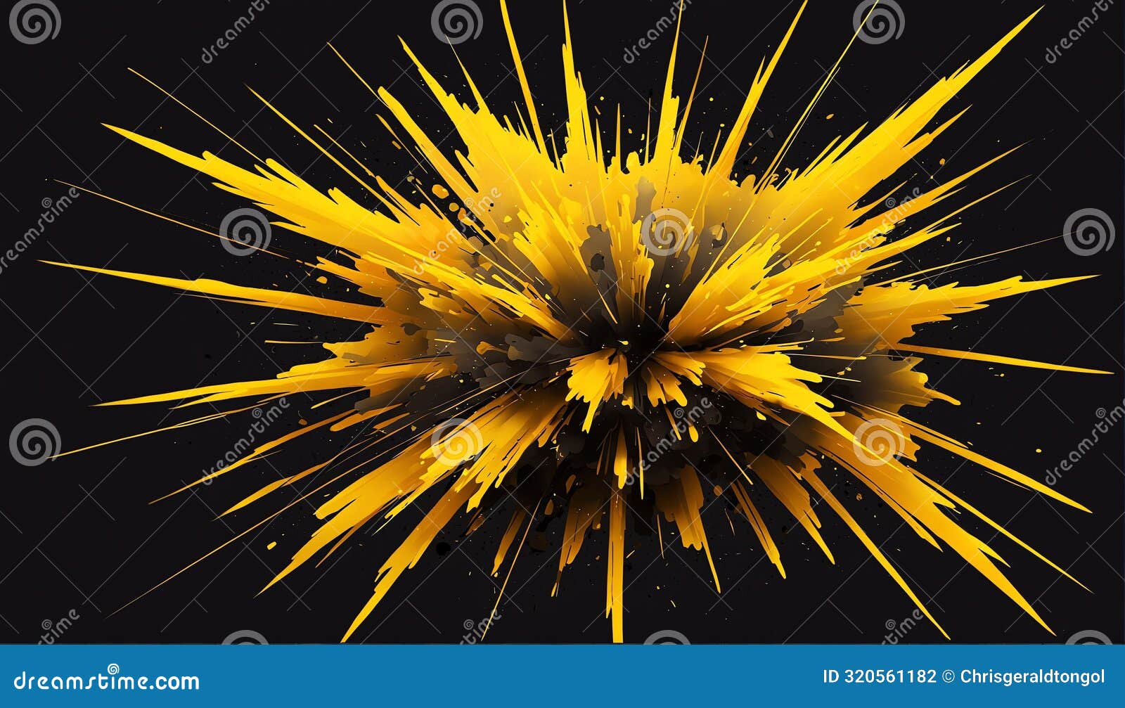 Yellow Explosion Impact Effect on Plain Black Ai Generated Stock ...