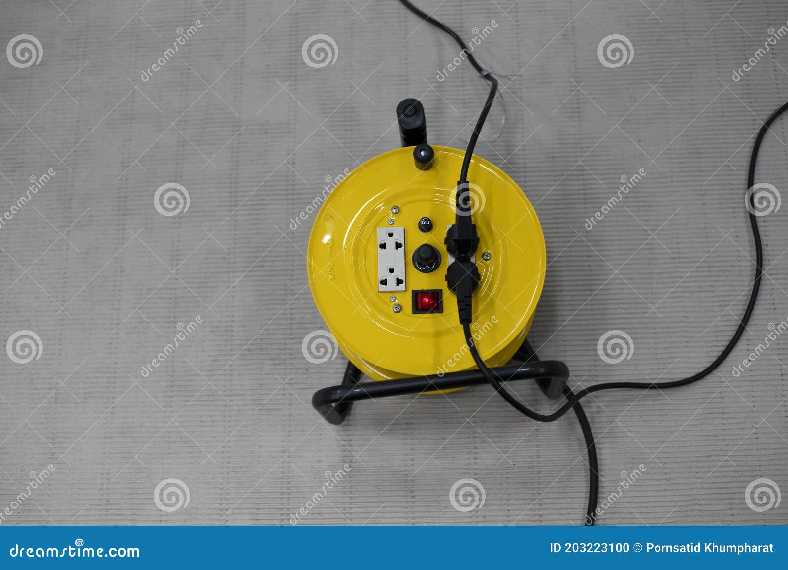 Yellow Extension Cord Wheel Neutral Cable Connector Stock Photo - Image ...
