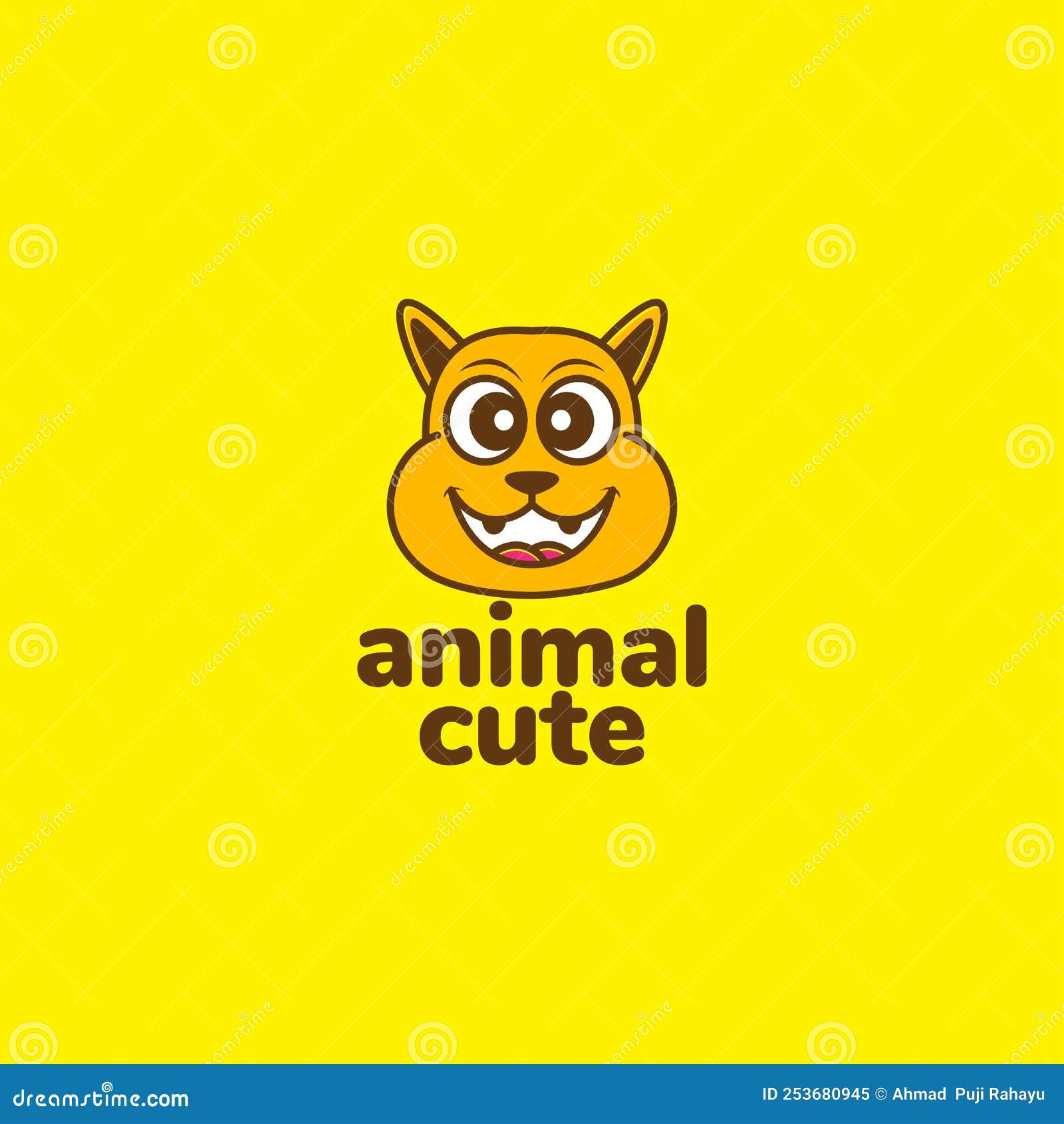Yellow Face Cute Animal Logo Design Stock Vector - Illustration of ...