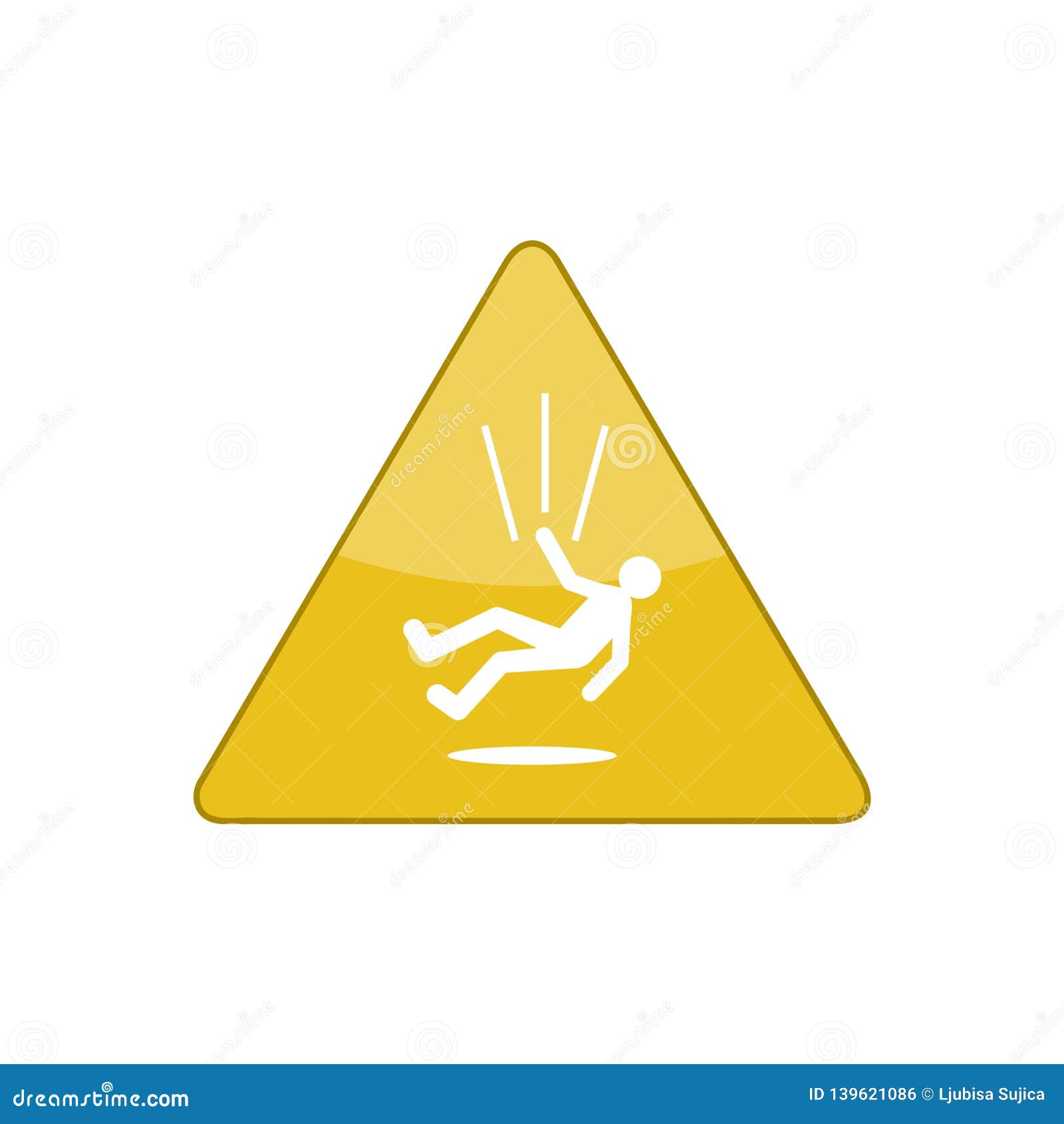 Yellow Fall Danger Sign, Simple Vector Icon Stock Vector - Illustration ...
