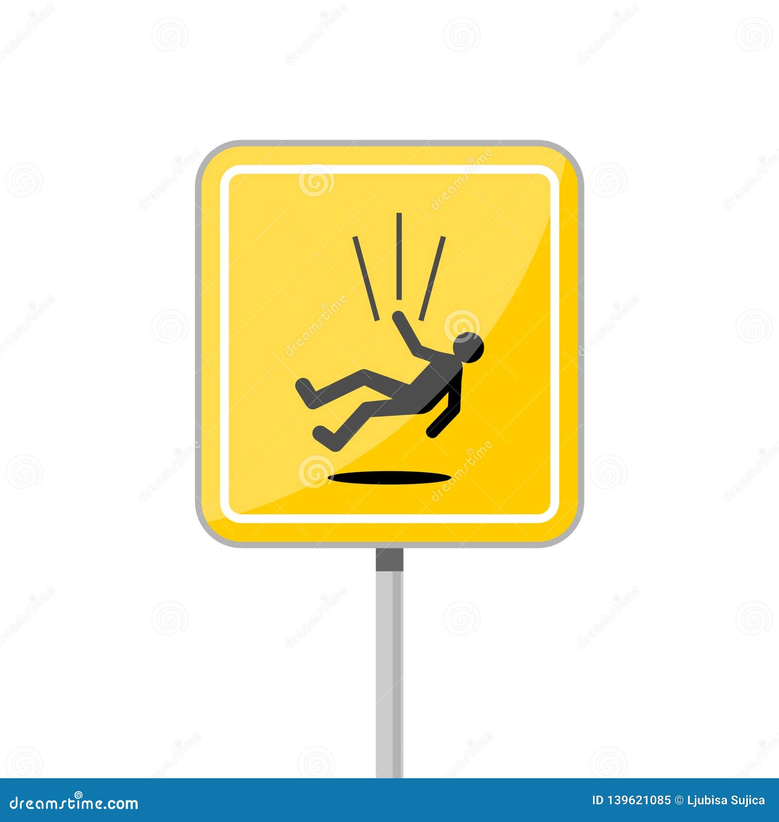 Yellow Fall Danger Sign, Simple Vector Icon Stock Vector - Illustration ...